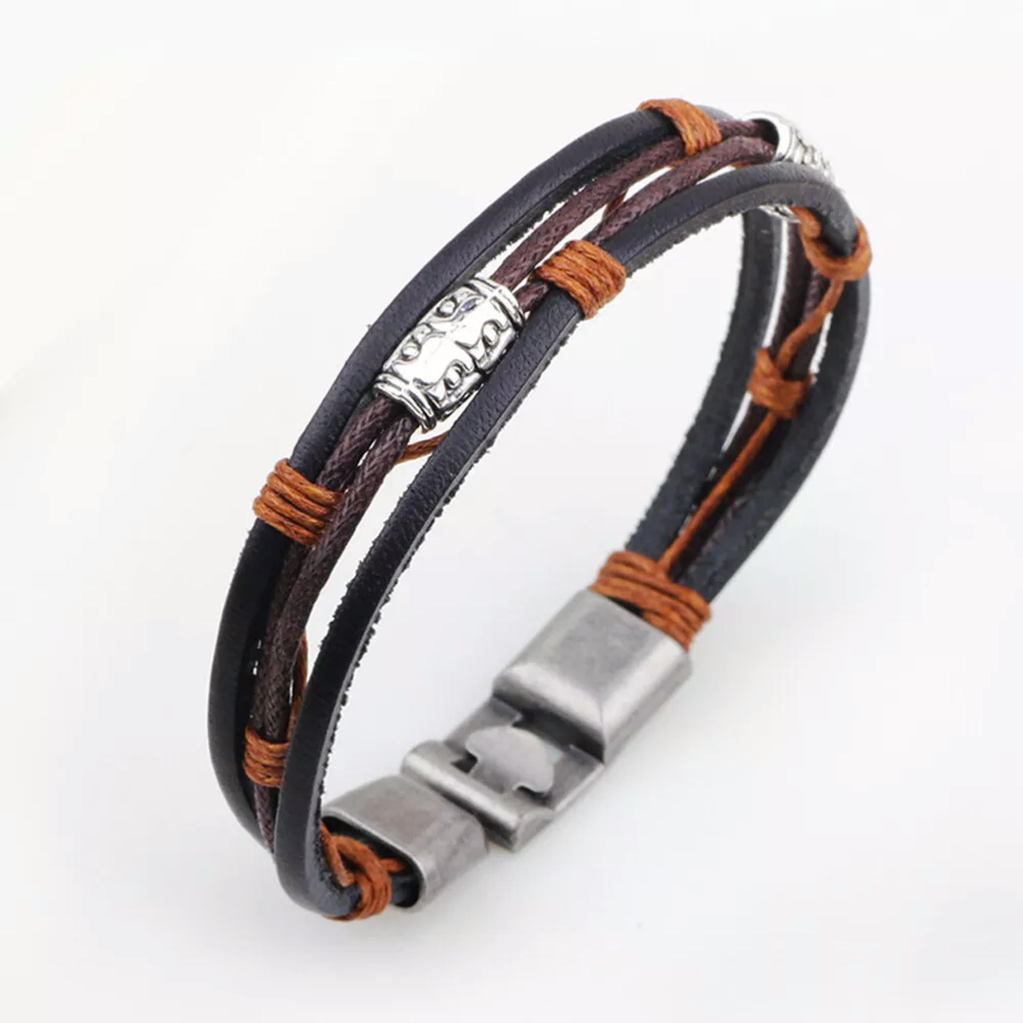K-KED Guy Bracelets for Men Vintage Delicate Jewelry Retro Multi-layer ...