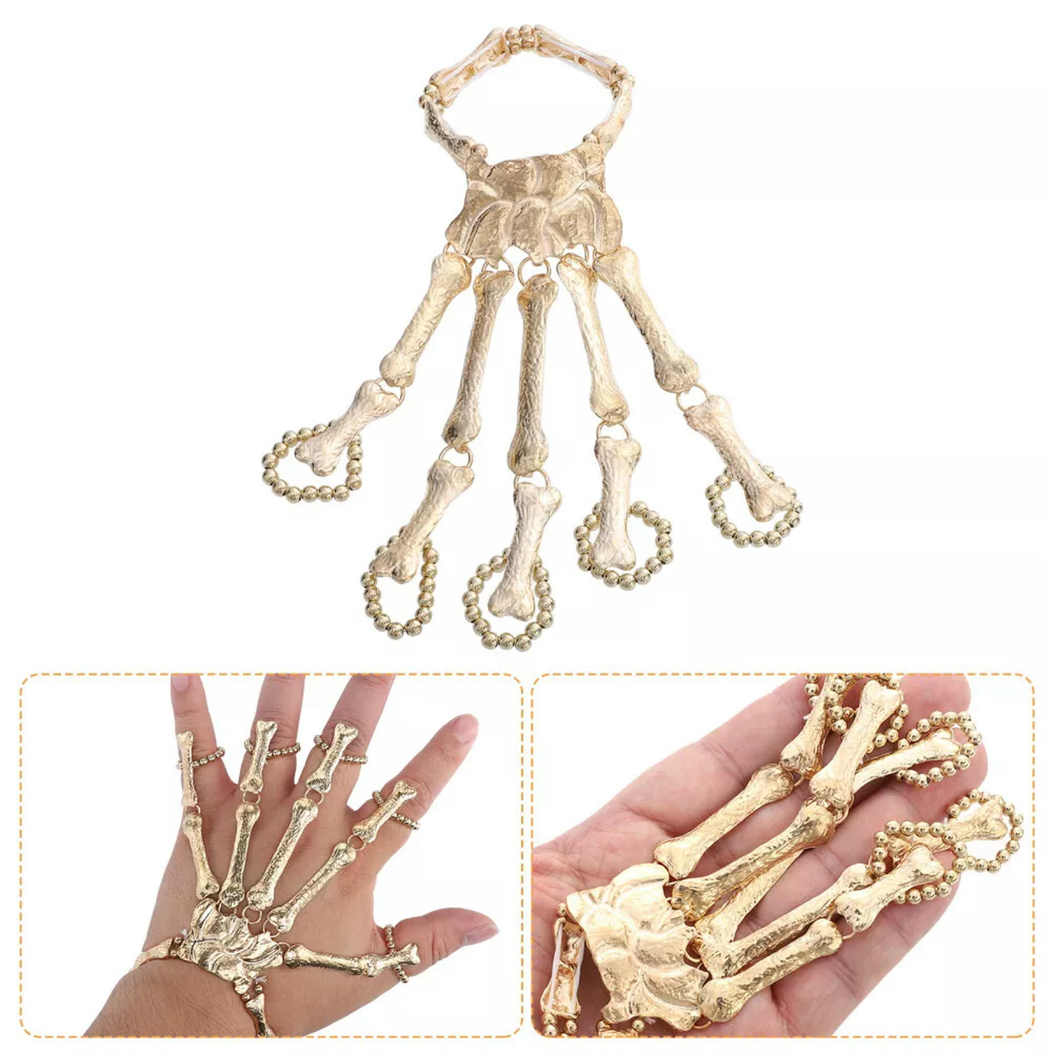 K-KED Halloween Knuckle Rings Skeleton Bracelet Women's Hand Chain ...