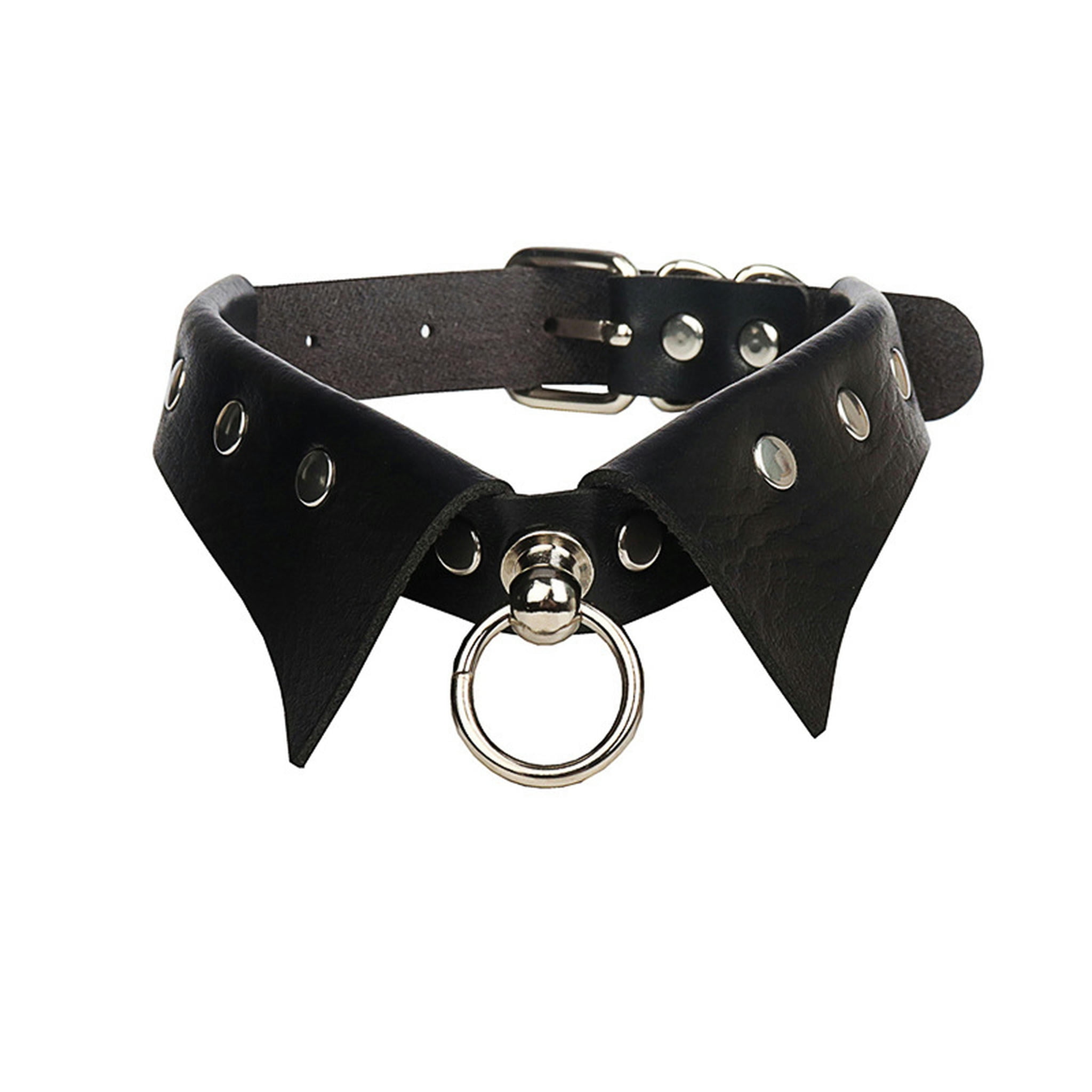 K-KED Halloween Punk Gothic Leather Collar Collar Collar Circular Ring ...