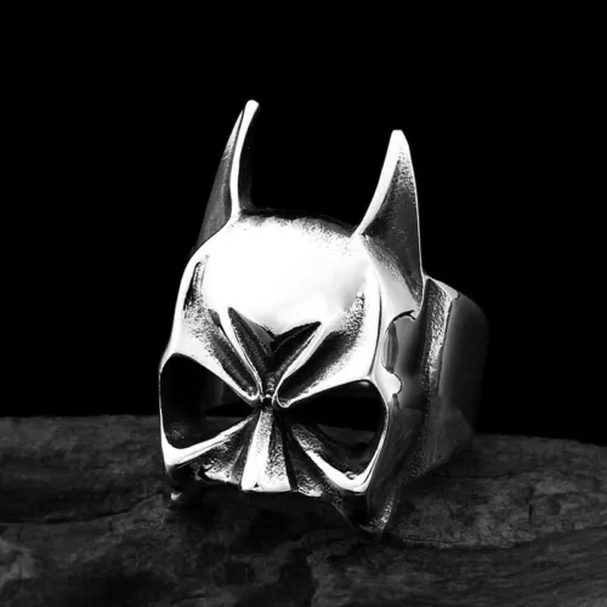 K-KED Hero Mask Rings for Men Stainless Steel Bat Mask Helmet Ring ...