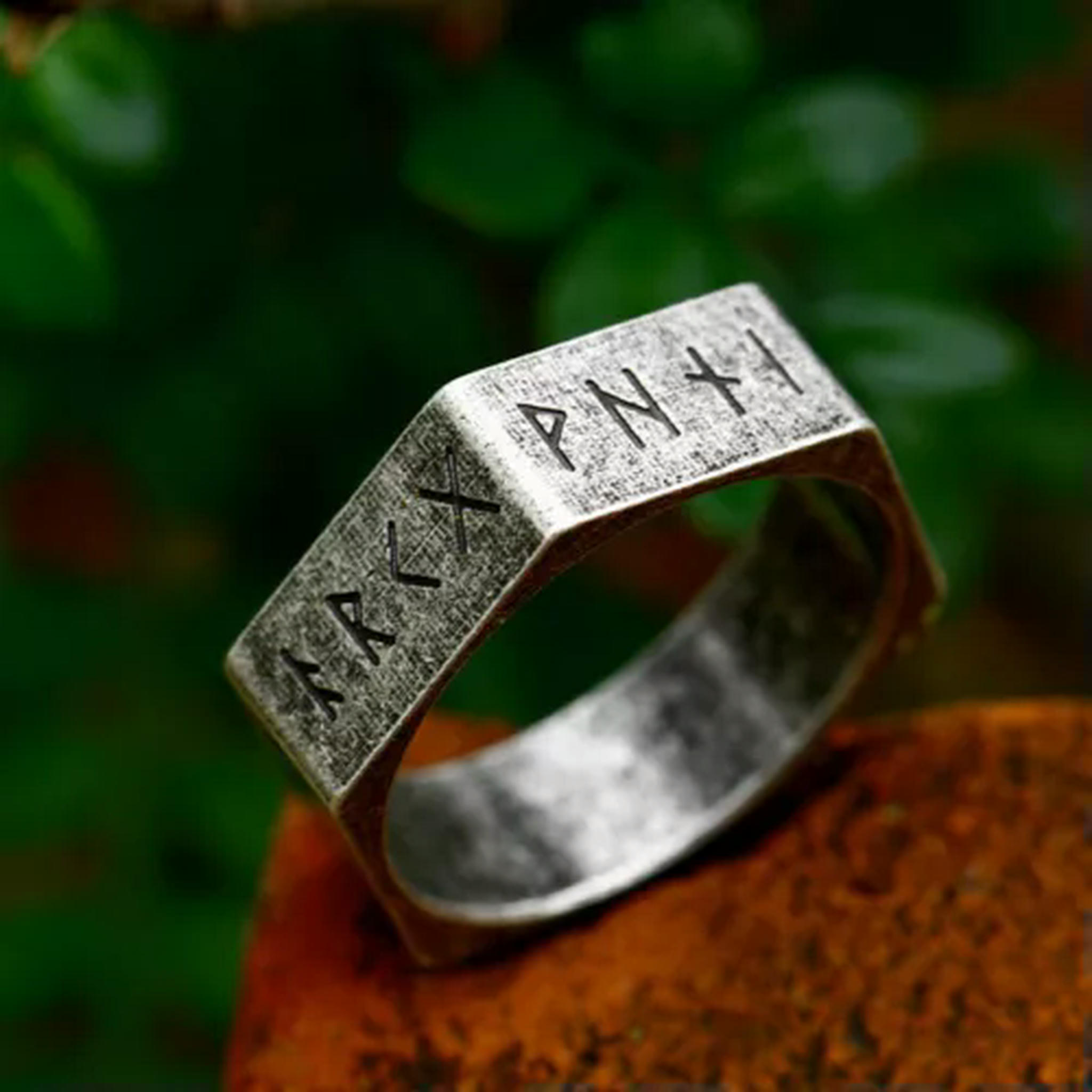 K-KED Hex Nut Nordic Viking Rune Ring Titanium Men Women Retro Wedding ...