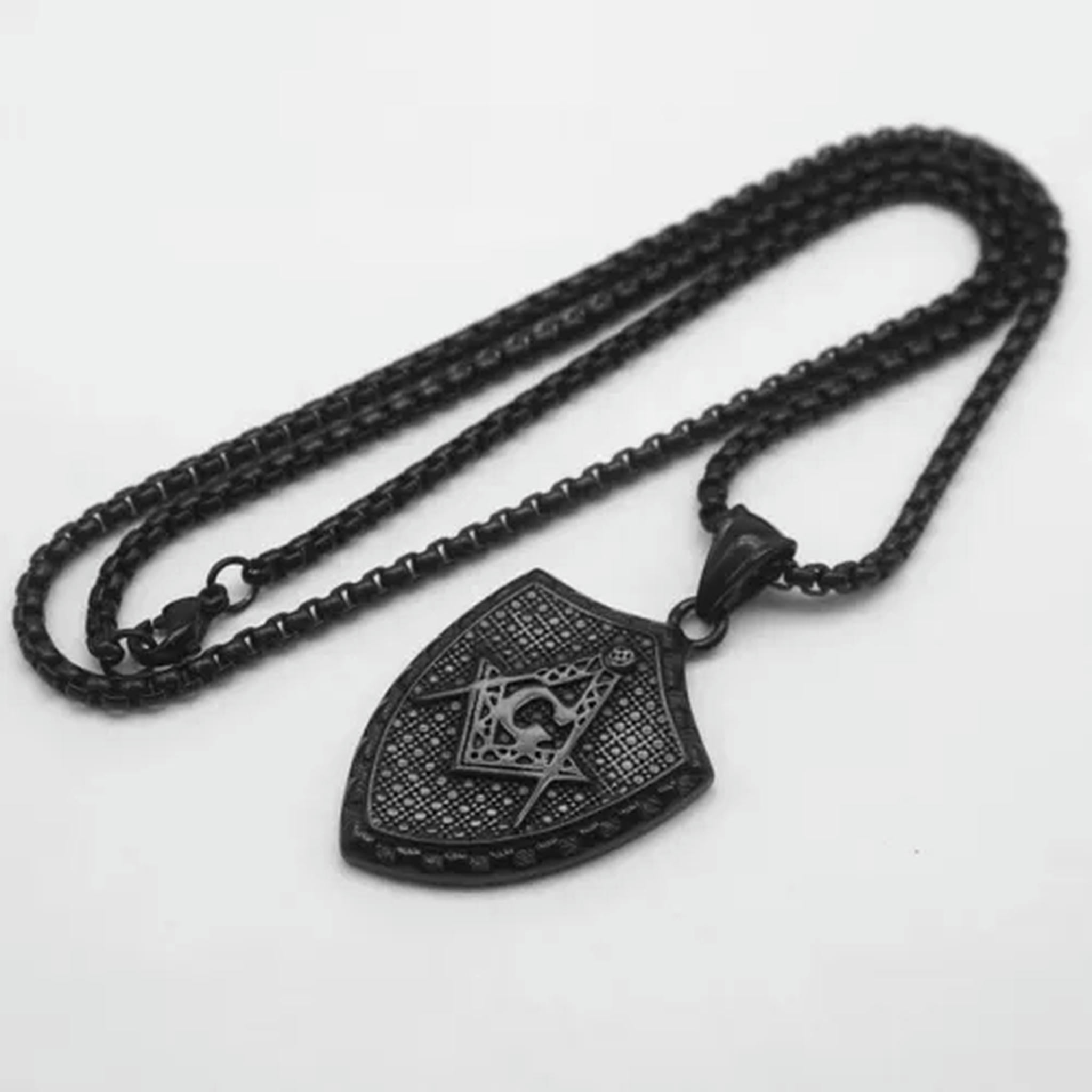 K-KED Hip Hop Minimalist Versatile Freemasonry Shield Pendant Stainless ...