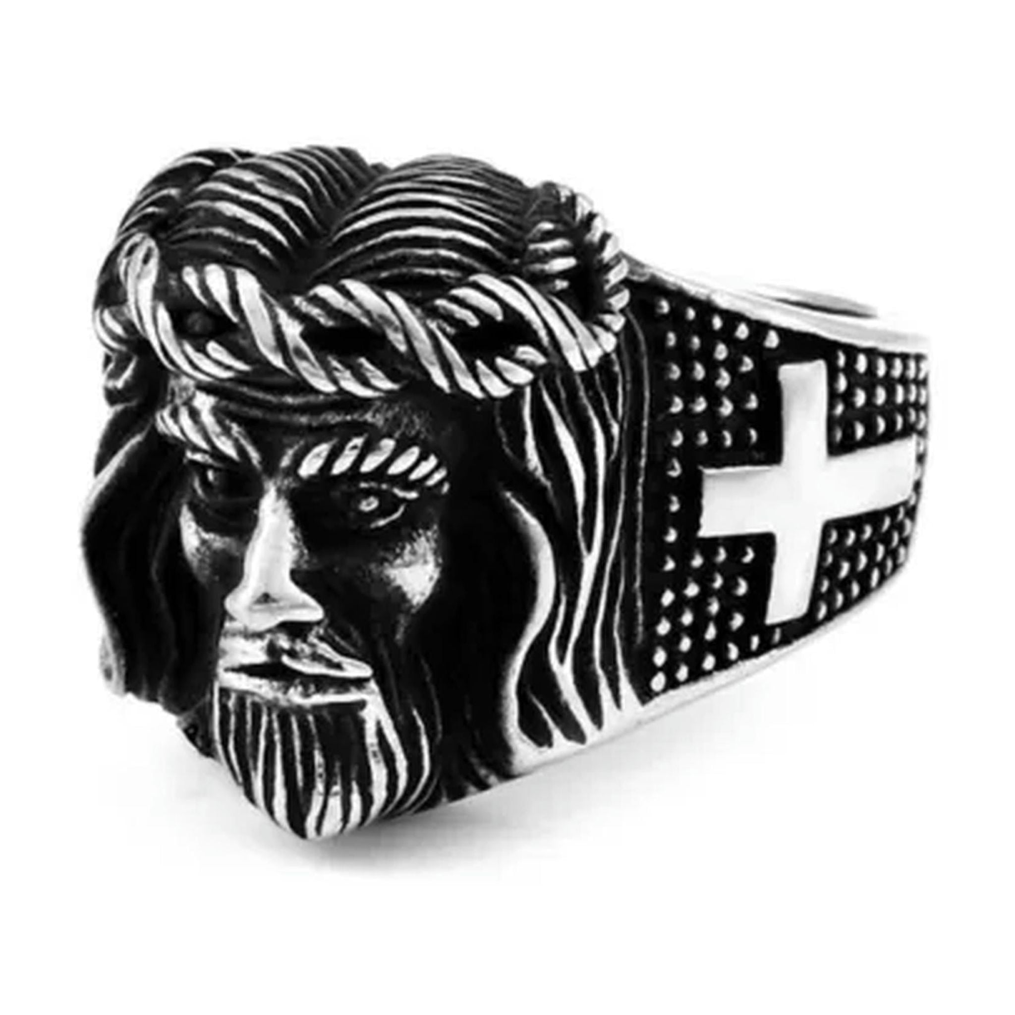 K-KED Jesus Cross Ring Stainless Steel Christian Lord Prayer Men's ...