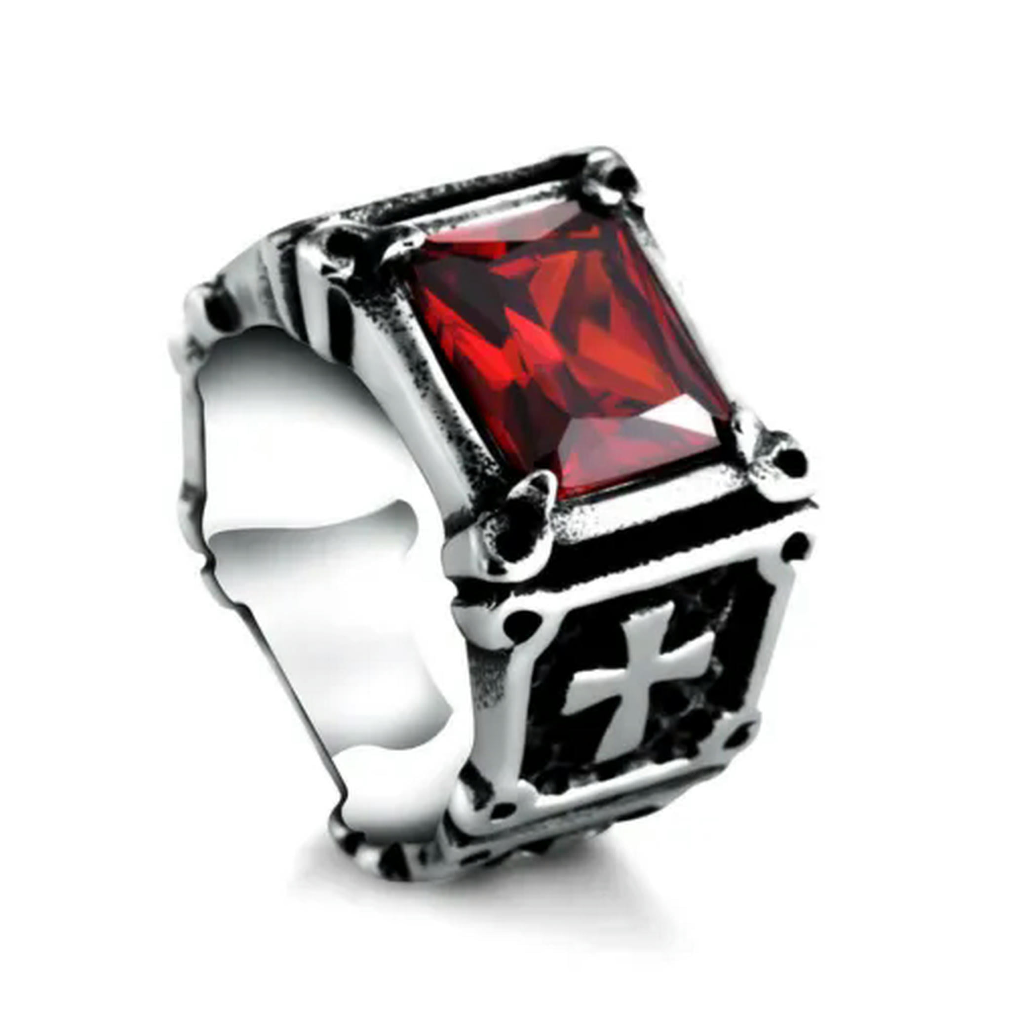 K-KED Knights Templar Crusaders Ring Stainless Steel Gothic Cross ...