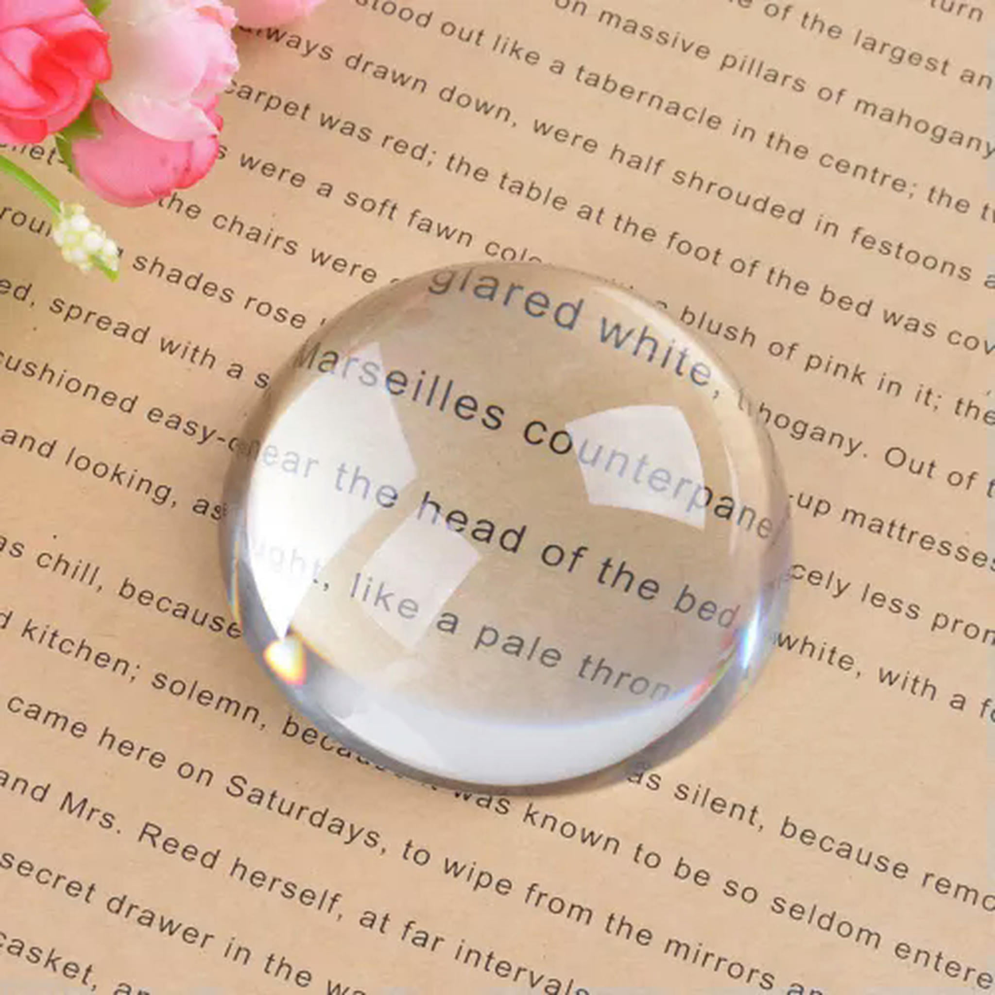 K-KED LS Big Magnifying Glass Paperweight Dome Magnifiers Semi Crystal ...