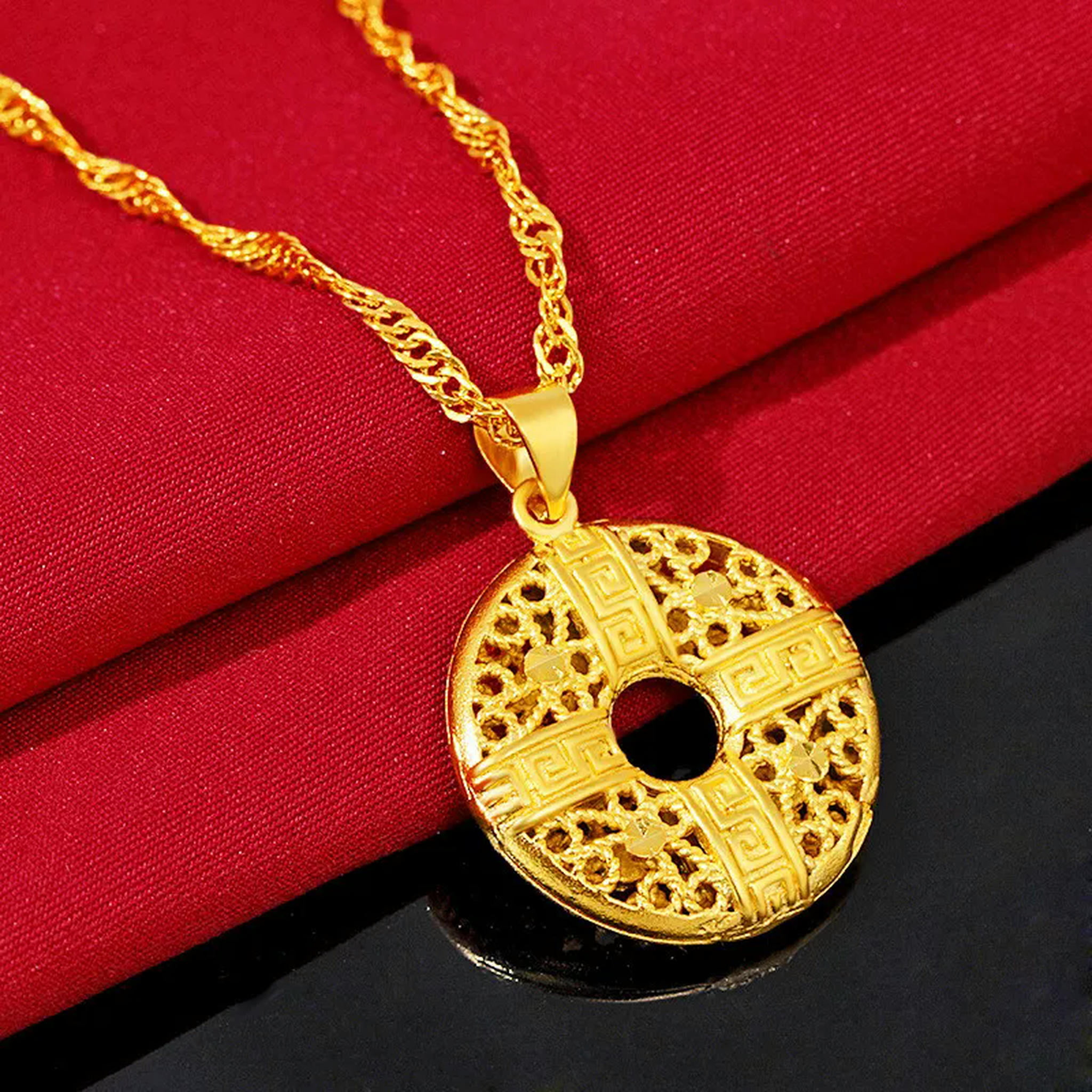 K-KED Lady's Safe Amulet 22K 24K Thai Baht Yellow Gold GP Filled Necklace Jewelry - Walmart.com