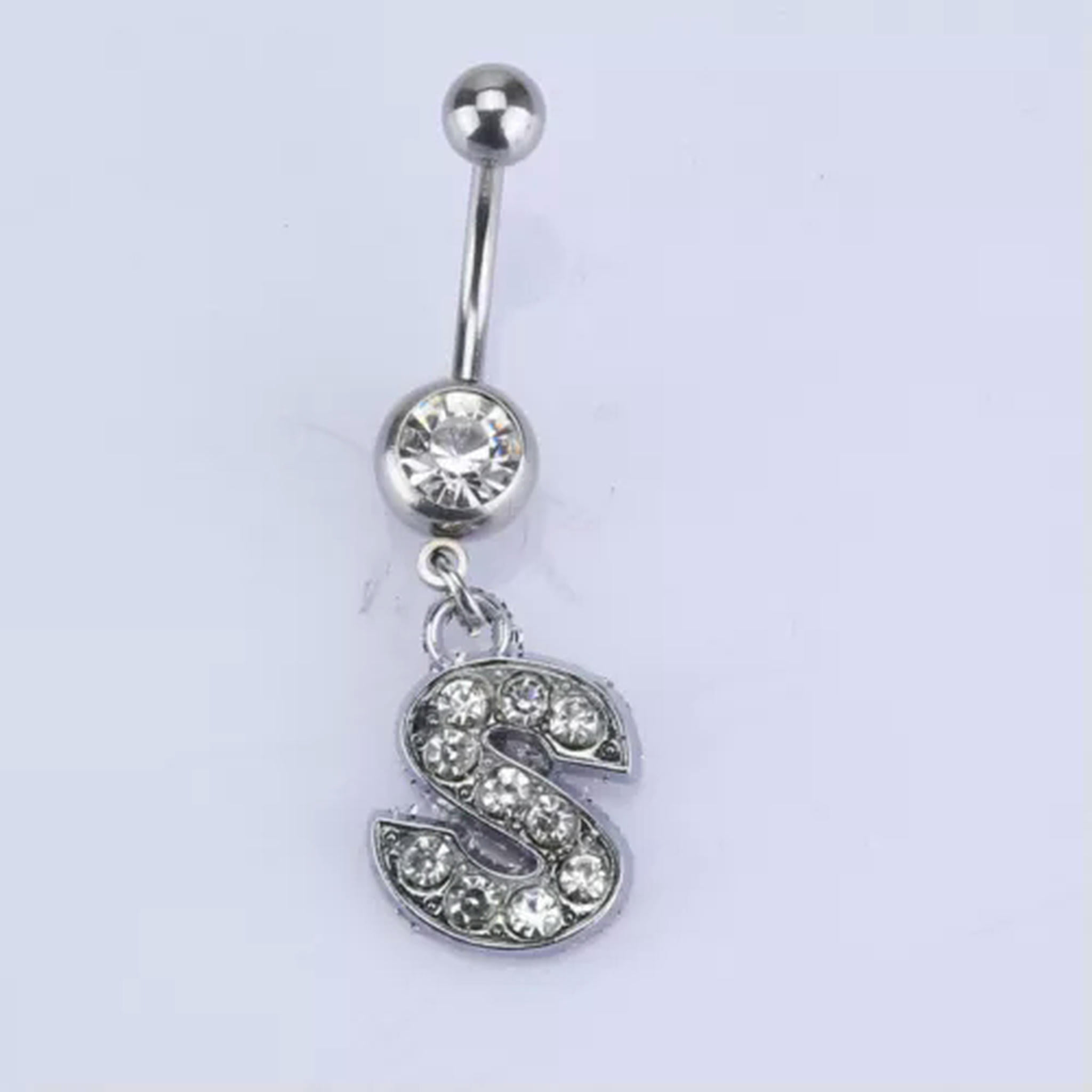 K-KED Letters A-Z Charming Body Piercing Crystal Rhinestone Navel Belly ...