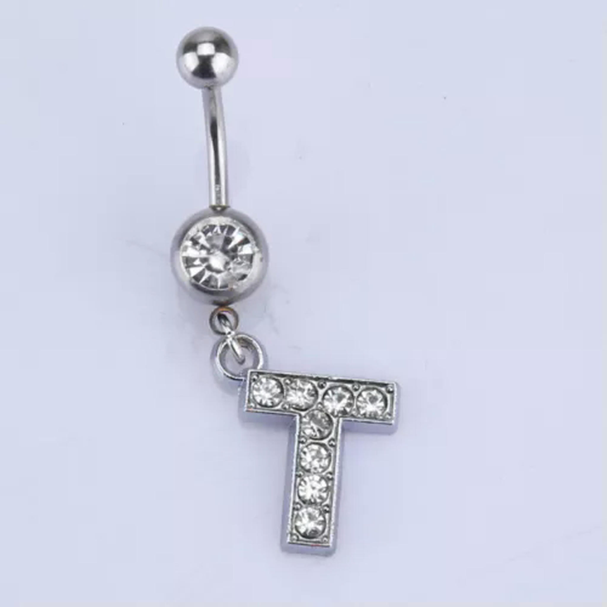 K-KED Letters A-Z Charming Body Piercing Crystal Rhinestone Navel Belly ...