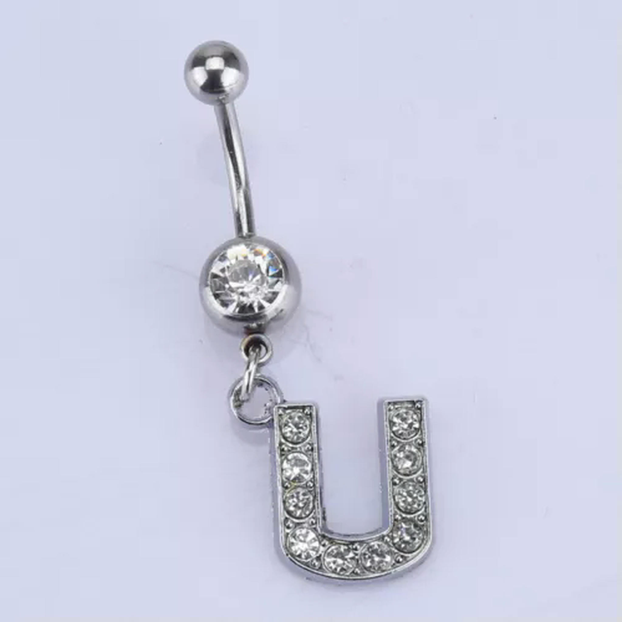 K-KED Letters A-Z Charming Body Piercing Crystal Rhinestone Navel Belly ...