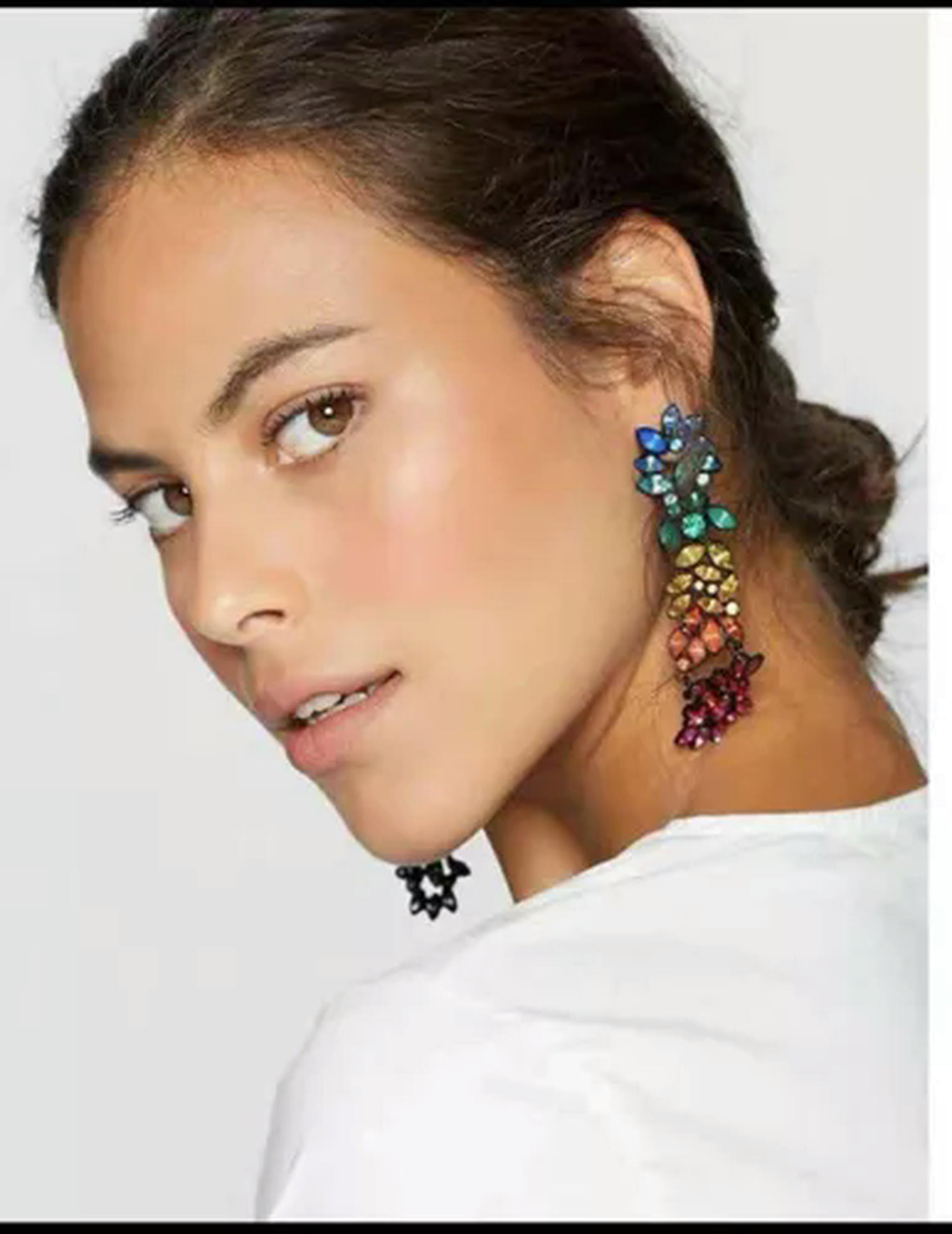 K-KED Long Big Red Dangle Drop Rhinestone Earrings Prom Long Crystal ...