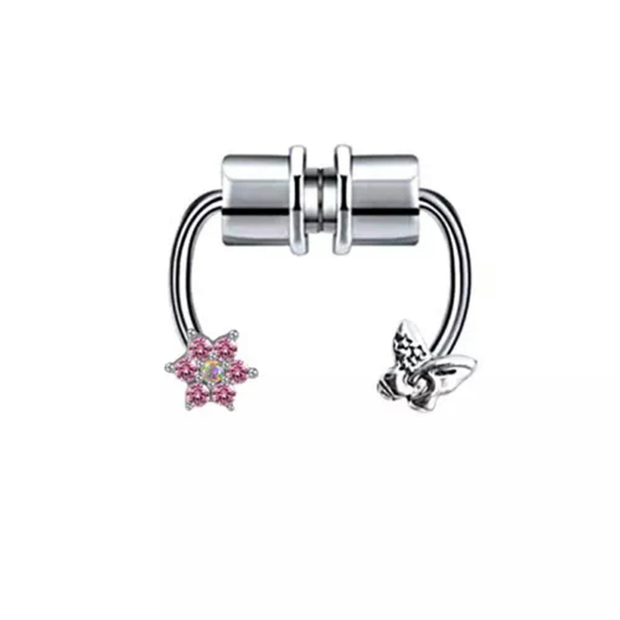 K-KED Magnetic Stainless Steel Nose Ring Delicate Jewelry Fake Septum Non-Piercing Nose Clip-1 ...