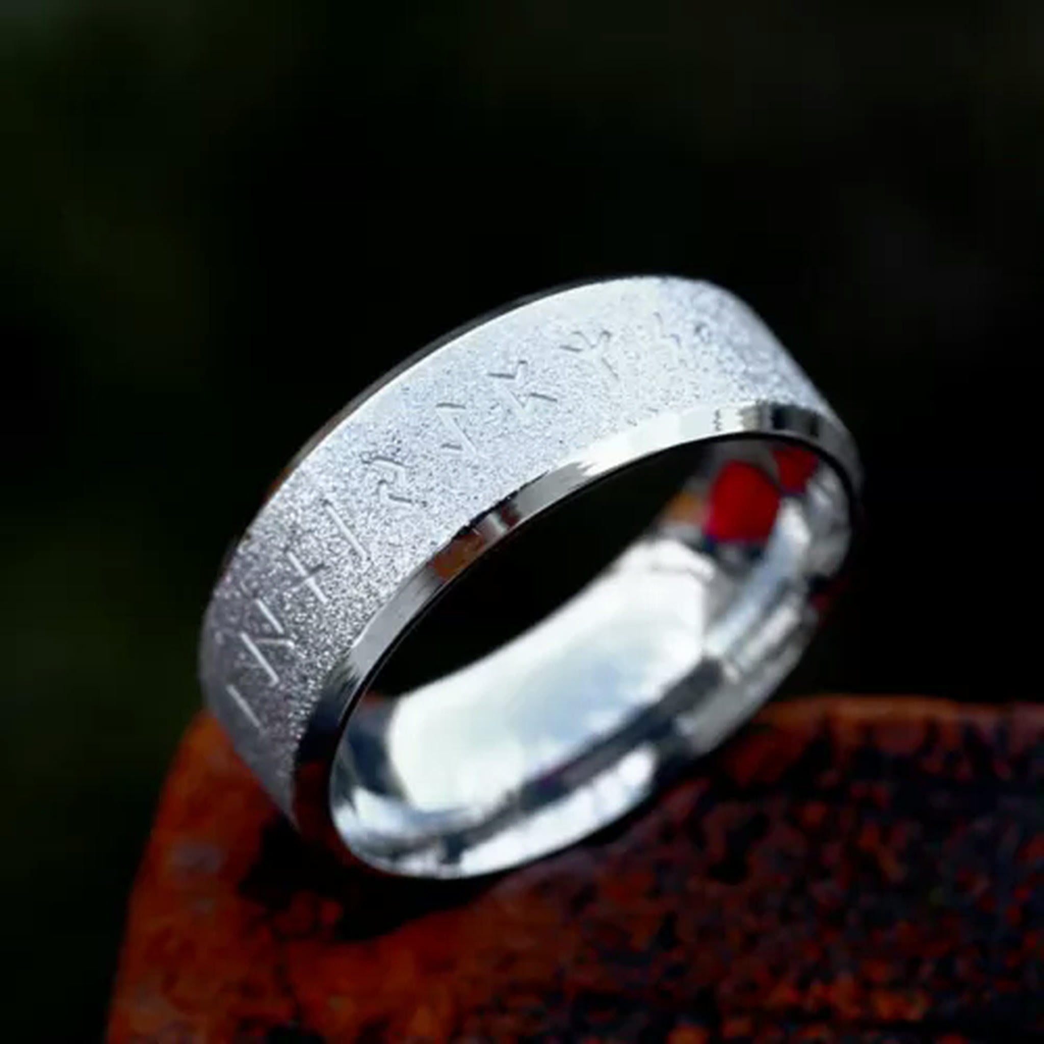 K-KED Matt Faced Viking Runes Wedding Bands Stainless Steel Lover ...