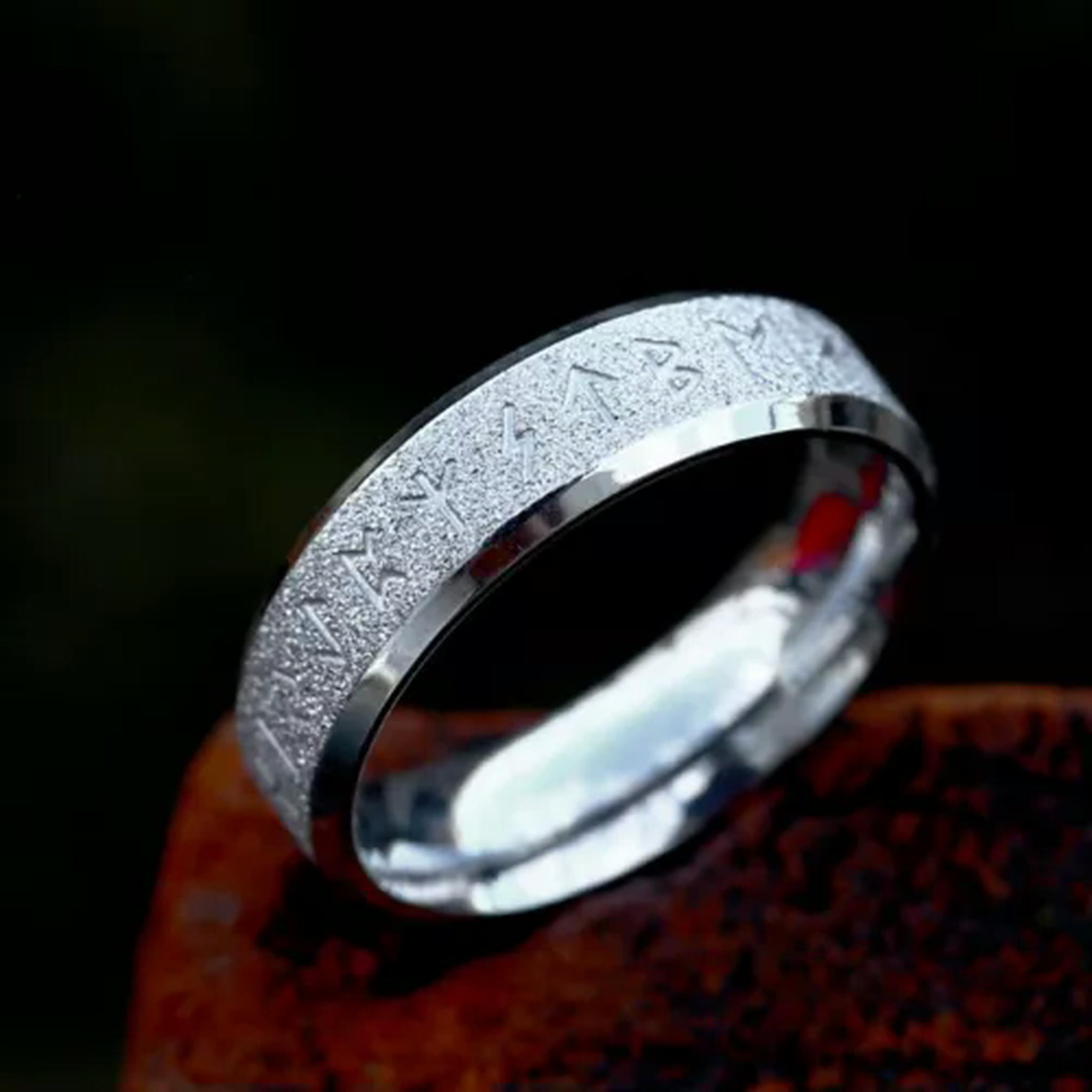 K-KED Matt Faced Viking Runes Wedding Bands Stainless Steel Lover ...