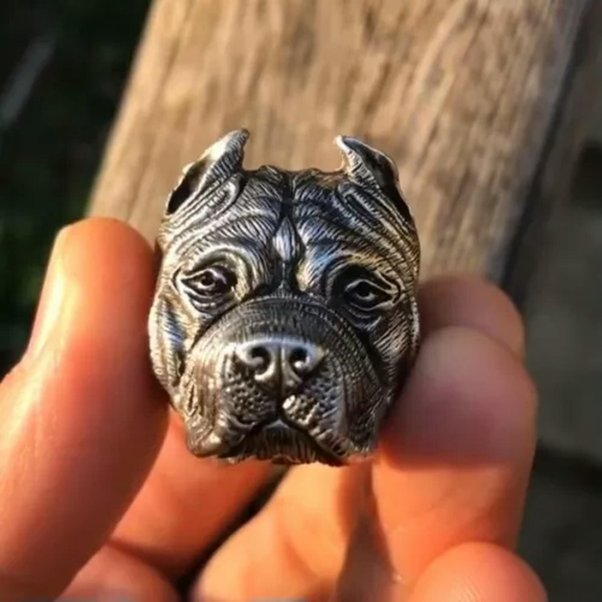 K-KED Men Gothic Biker Delicate Jewelry Gift Dog Pit Bull Ring ...