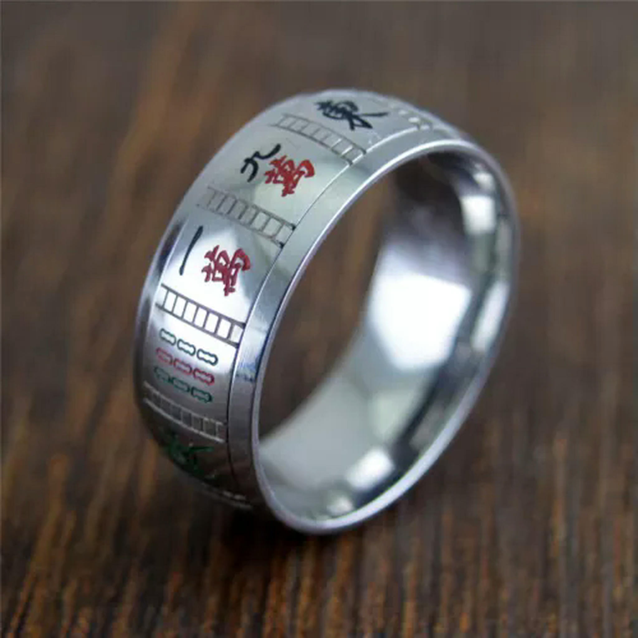 K-KED Men Women Fashion Funny Mahjong Sipnning Ring Stainless Steel ...