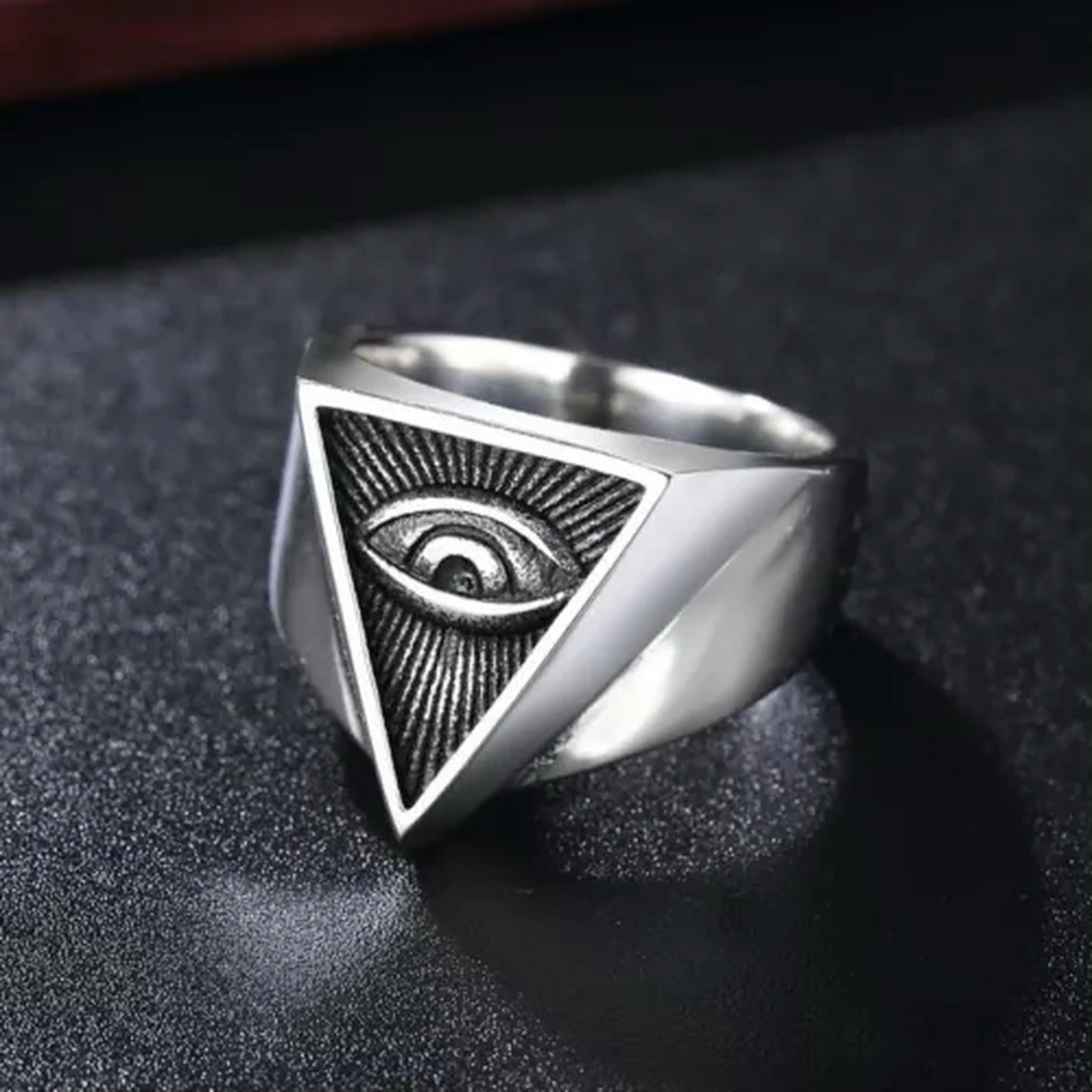 K-KED Men's Triangle Pyramid Masonic Ring Stainless Steel Biker All Seeing Eye Ring-13 - Walmart.com