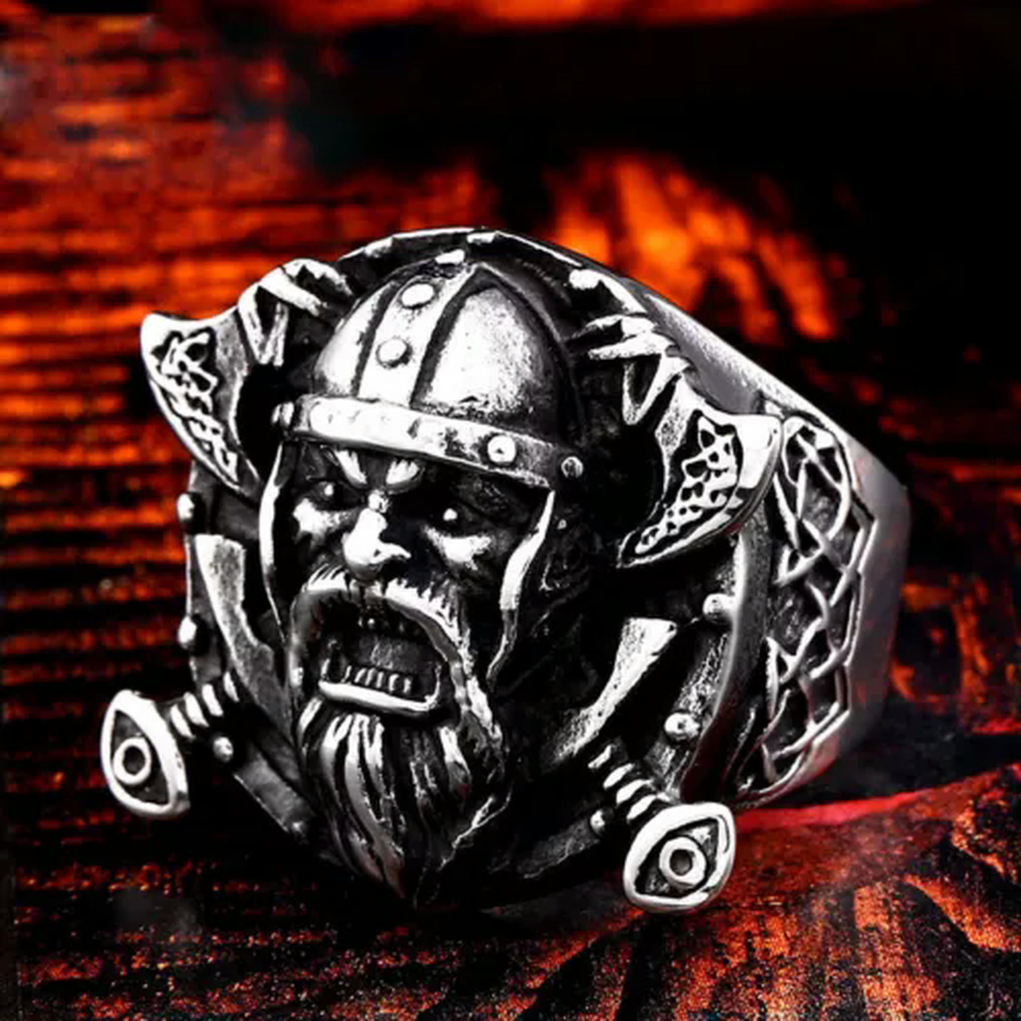 K-KED Men's Viking Warrior Hunter Gladiator Pirate Ring Stainless Steel ...