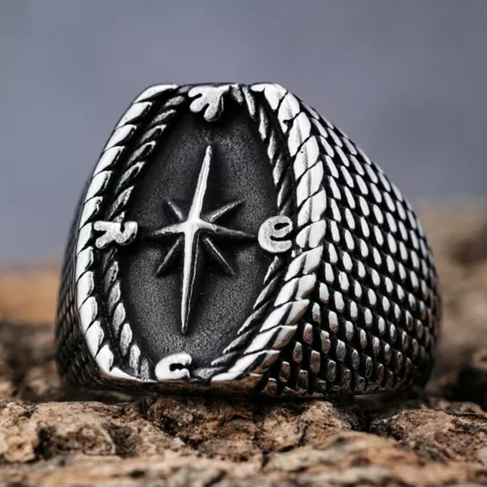 K-KED Men's Vintage Viking Compass Ring Stainless Steel Gothic Biker Cool Punk Ring-7 - Walmart.com