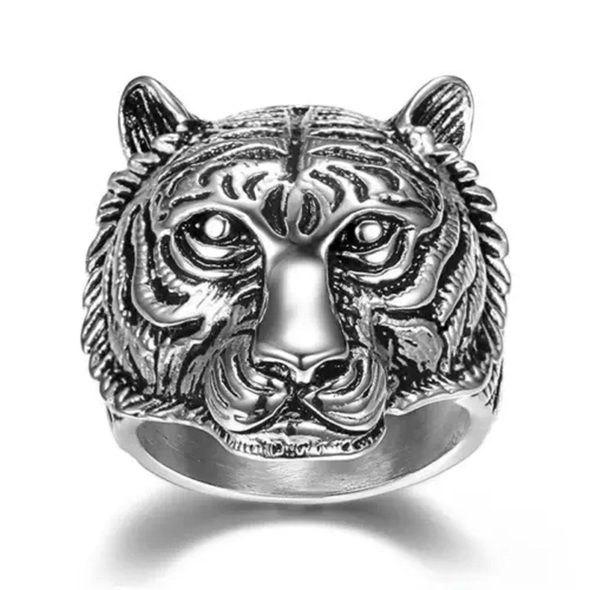 K-KED Mens Animal Beast Tiger Head Ring For Men Stainless Steel Size 7 ...