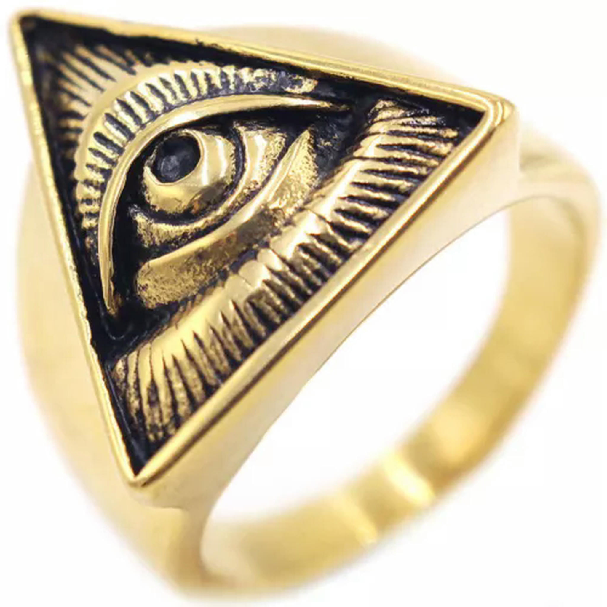 K-KED Mens Illuminati Triangle All Seeing Eye of Providence Ring Men ...
