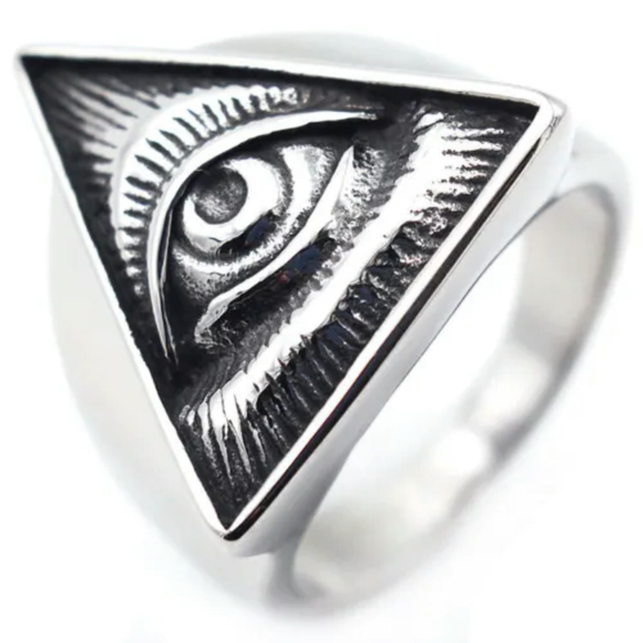 K-KED Mens Illuminati Triangle All Seeing Eye of Providence Ring Men ...