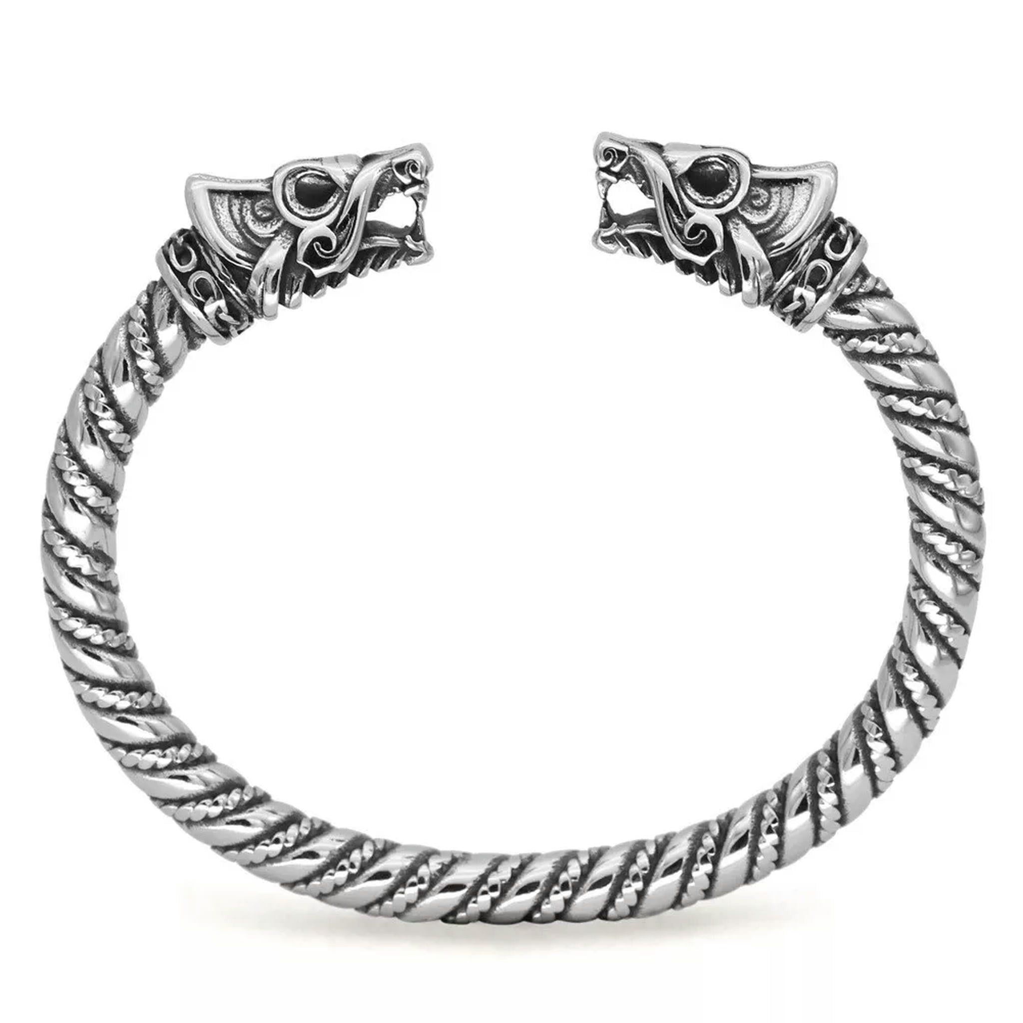 K-KED Mens Norse Viking Arm Ring Fenrir Wolf Head Cuff Bangle Bracelet ...