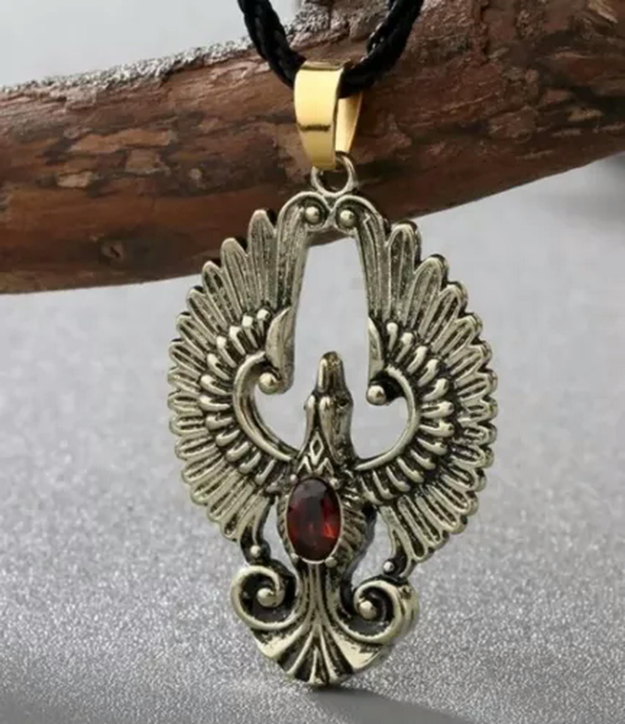 K-KED Mens Slavic Viking Phoenix Fire Bird Antique Gold Color Pendant ...