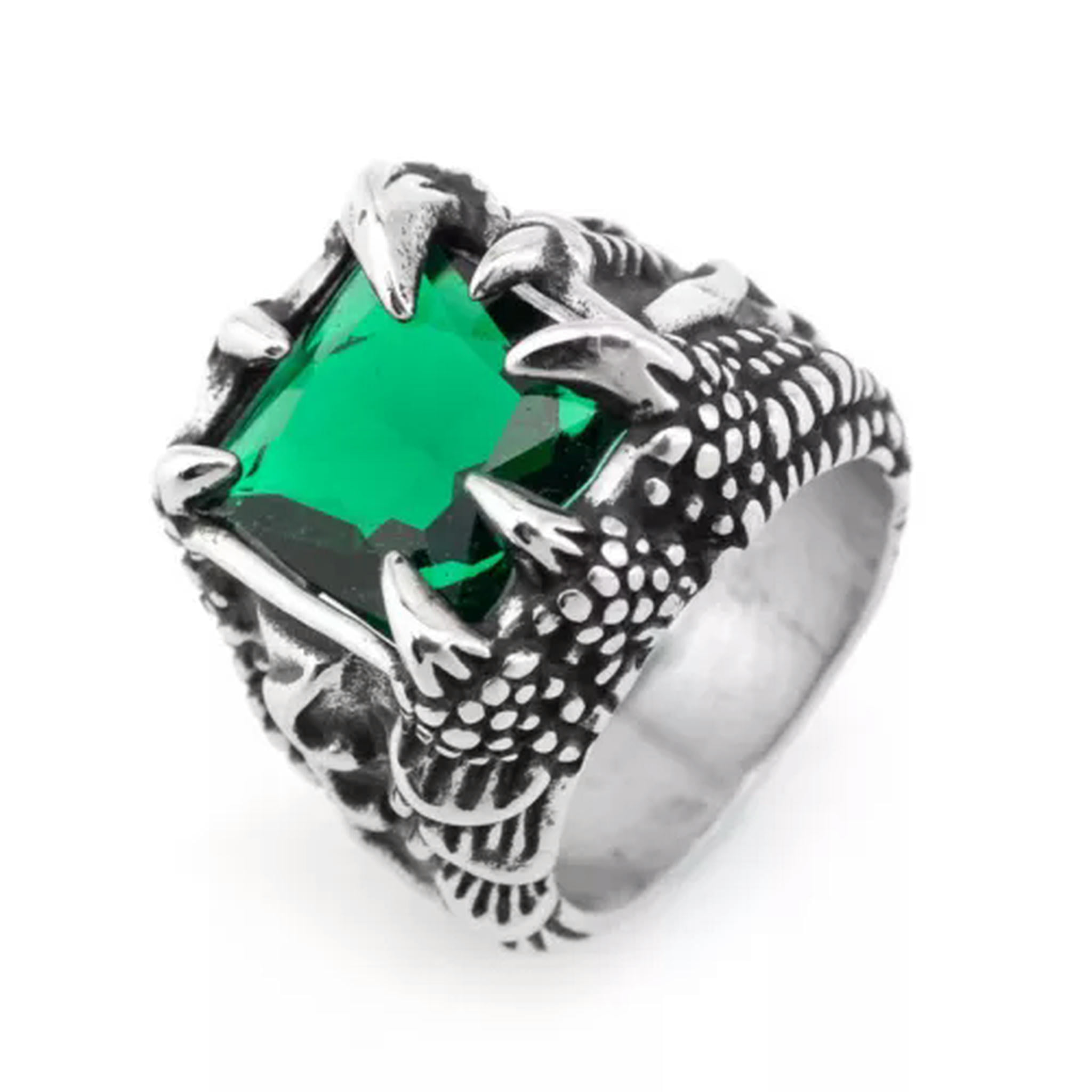 K-KED Mens Stainless Steel Biker Manmade Onyx Dragon Claw Ring for Men ...