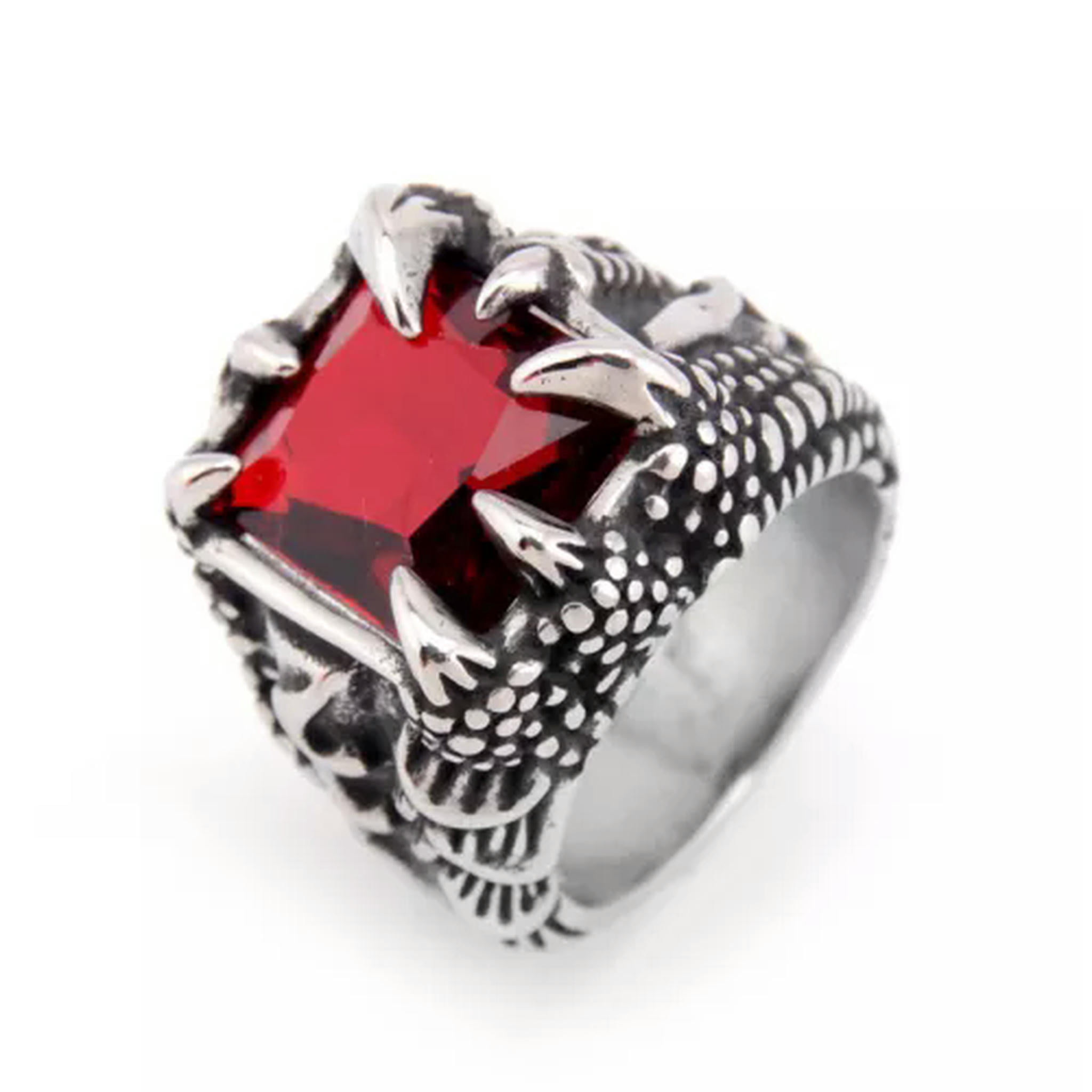 K-KED Mens Stainless Steel Biker Manmade Onyx Dragon Claw Ring for Men ...