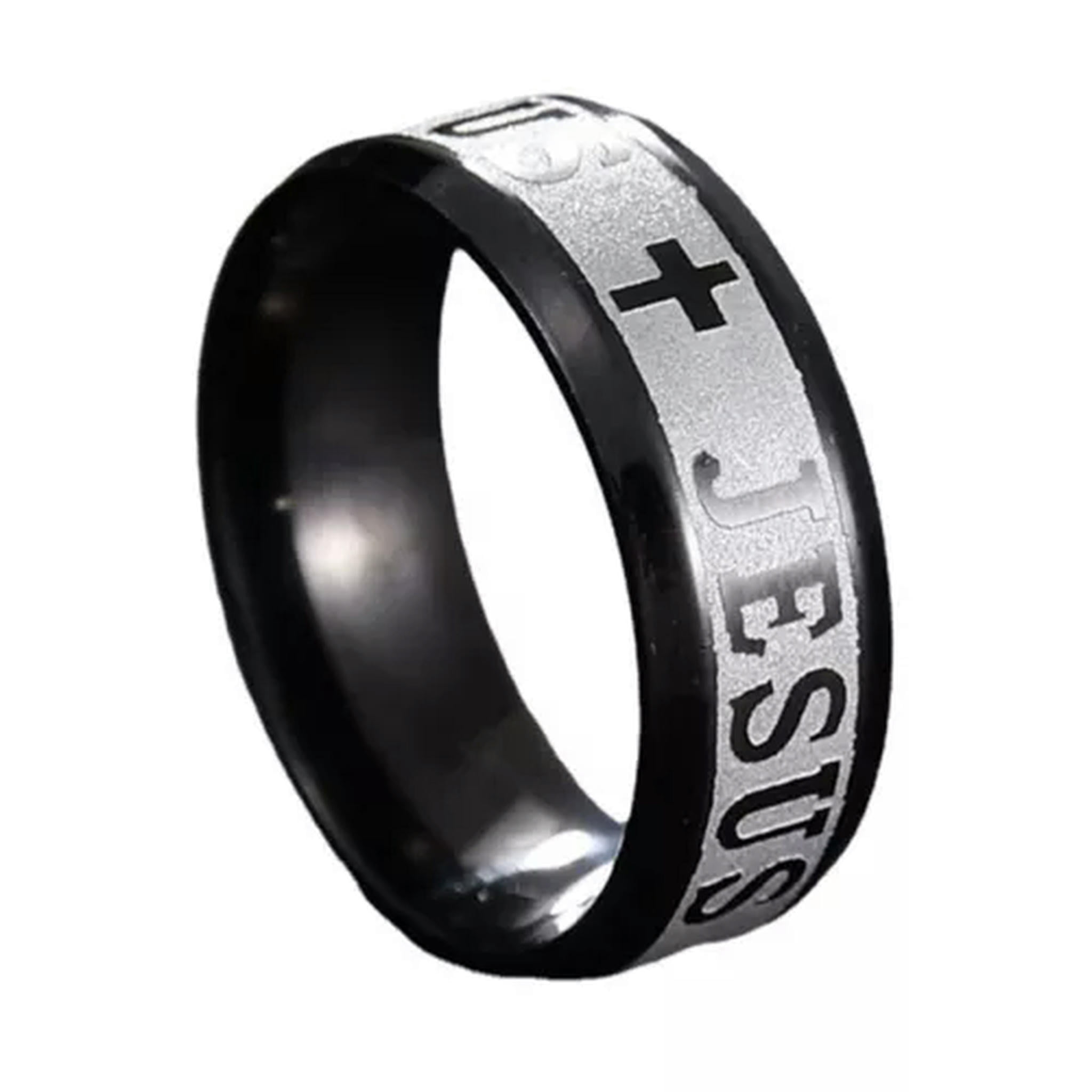 K-KED Mens Stainless Steel Christian Jesus Cross Ring Band Men Size 6 ...