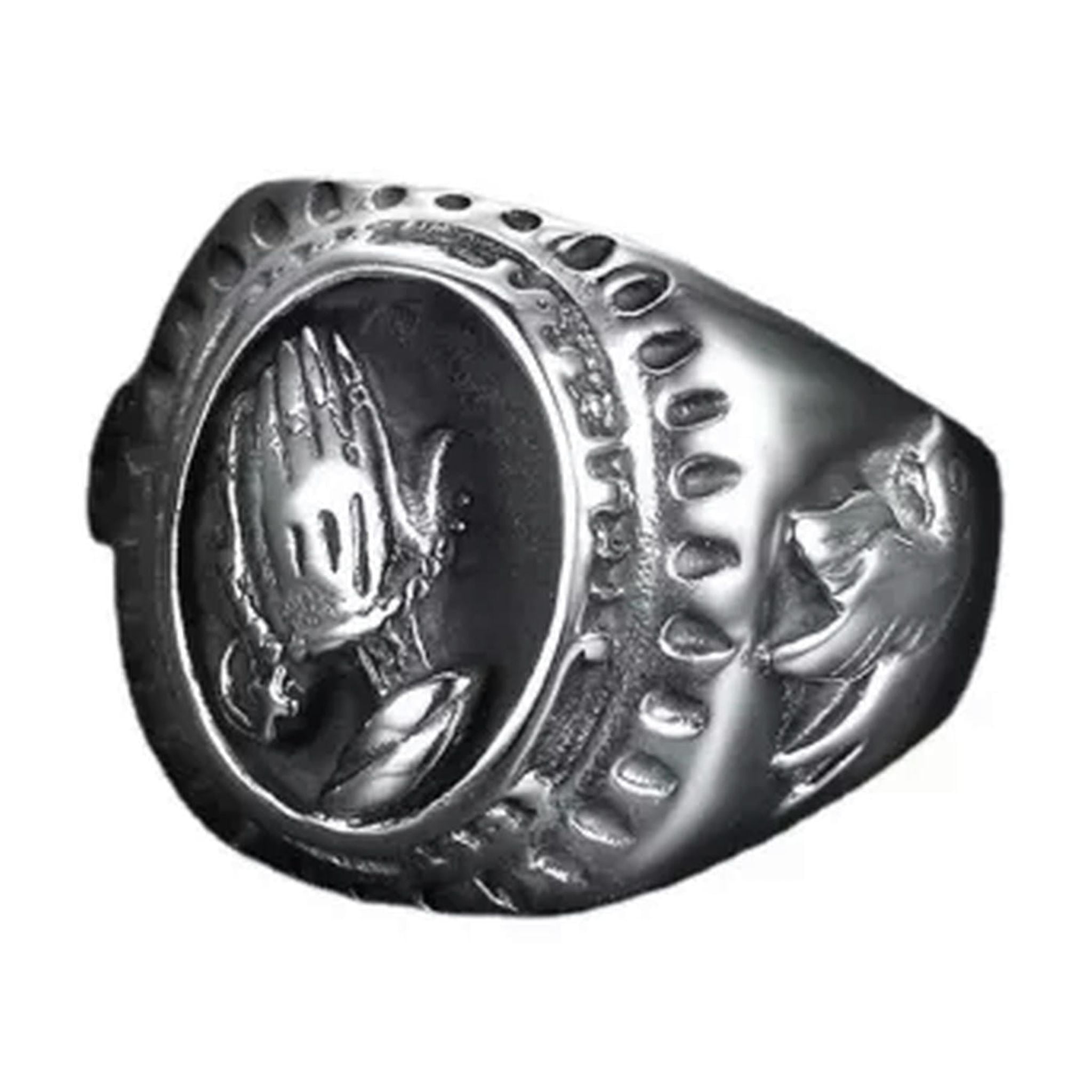 K-KED Mens Stainless Steel Gothic Biker Ring Bless Buddha Gesture Rings Size 7-15-11-Silver ...