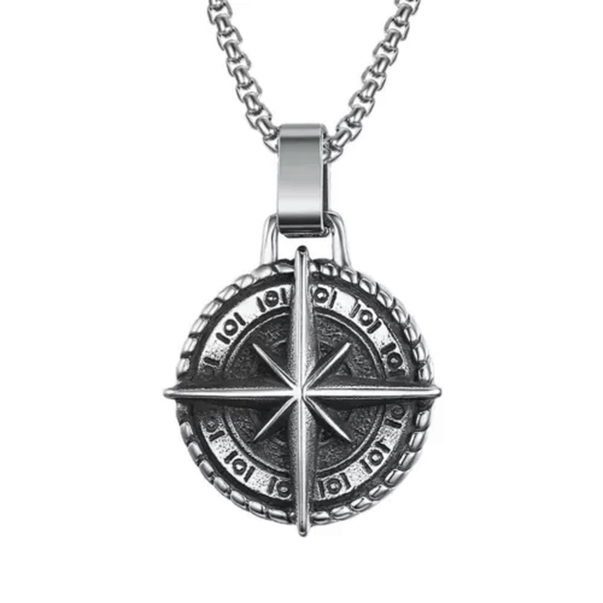 K-KED Mens Stainless Steel Nautical North Star Marine Compass Anchor ...