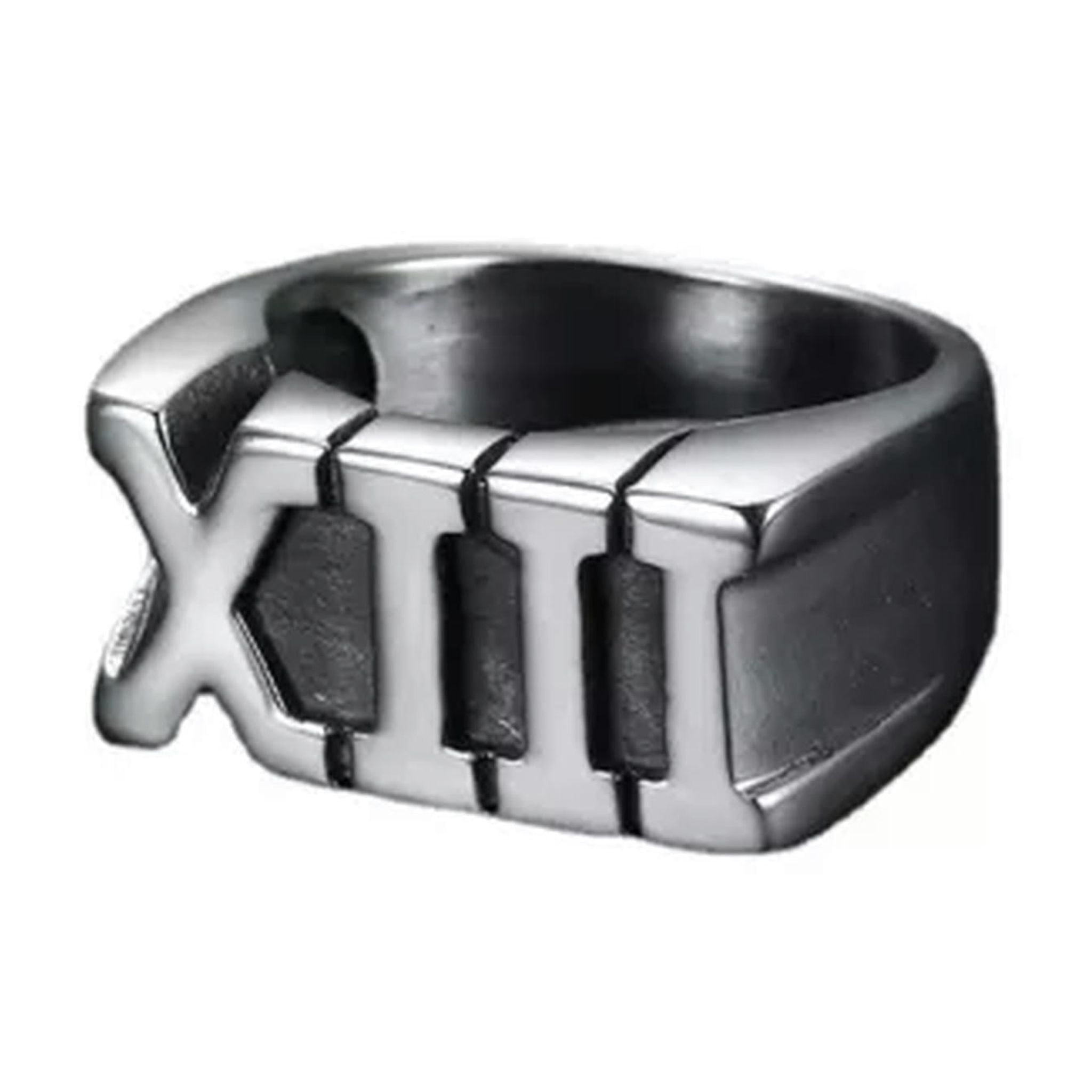 K-KED Mens Stainless Steel Roman Numeral Biker Lucky Number 13 Ring ...