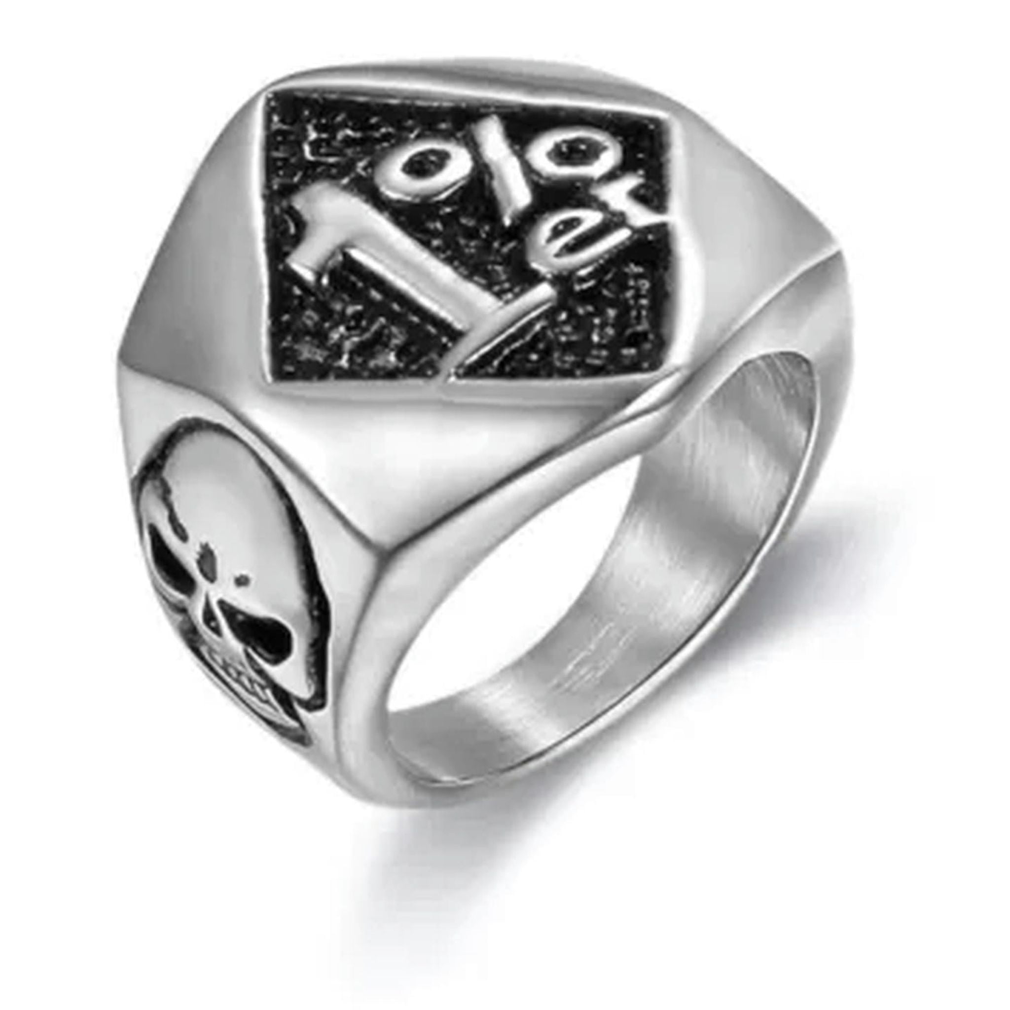 K-KED Mens Stainless Steel Skull 1% er One Percent Outlaw Motorcycle ...