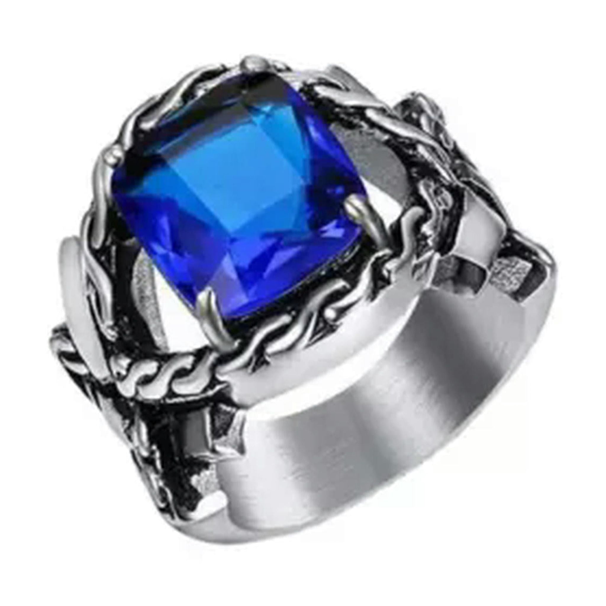 K-KED Mens Stainless Steel Twist Ring with Gemstone Ring Size 7-15-11 ...