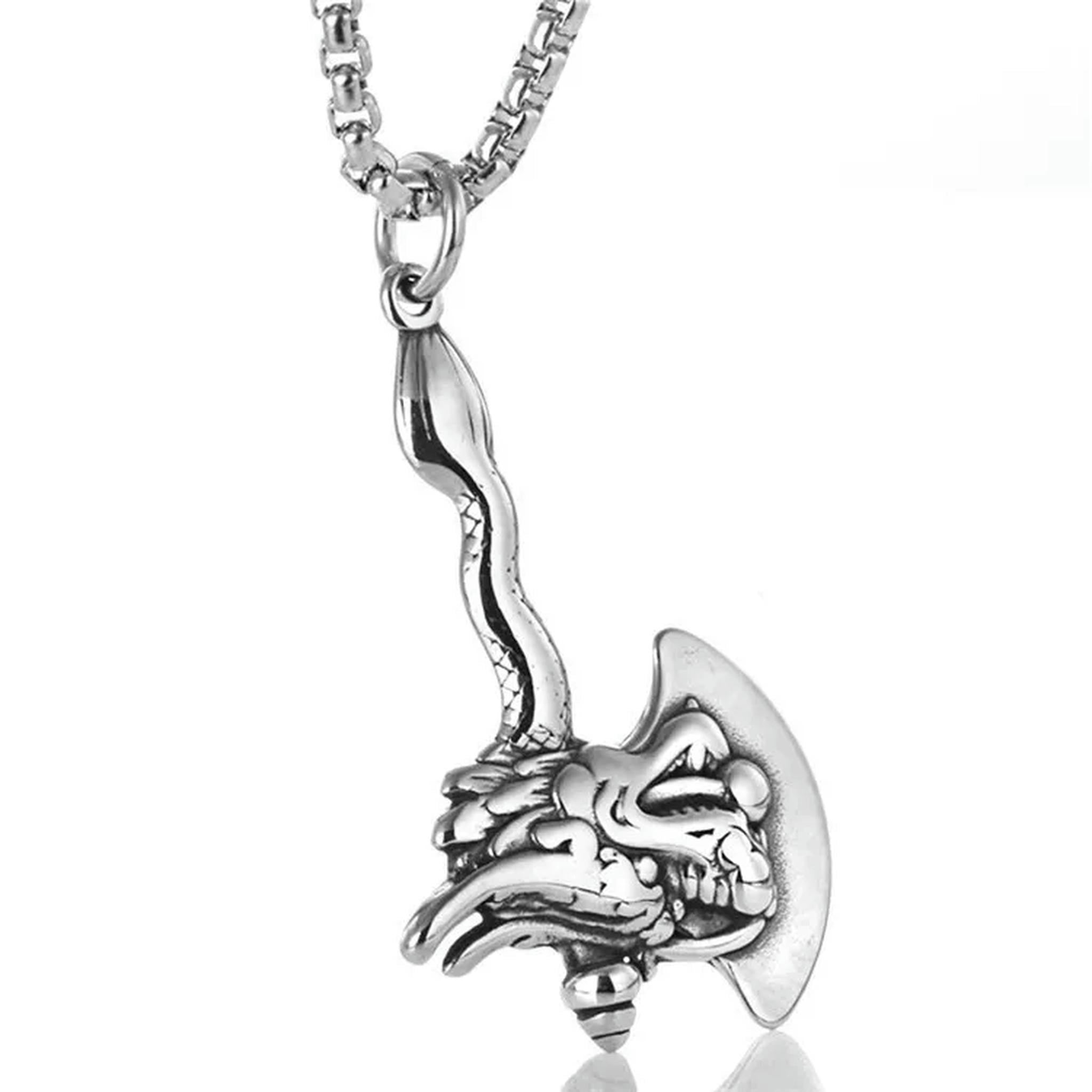 K-KED Mens Viking Dragon MC Biker Axe Pendant Necklace for Men ...