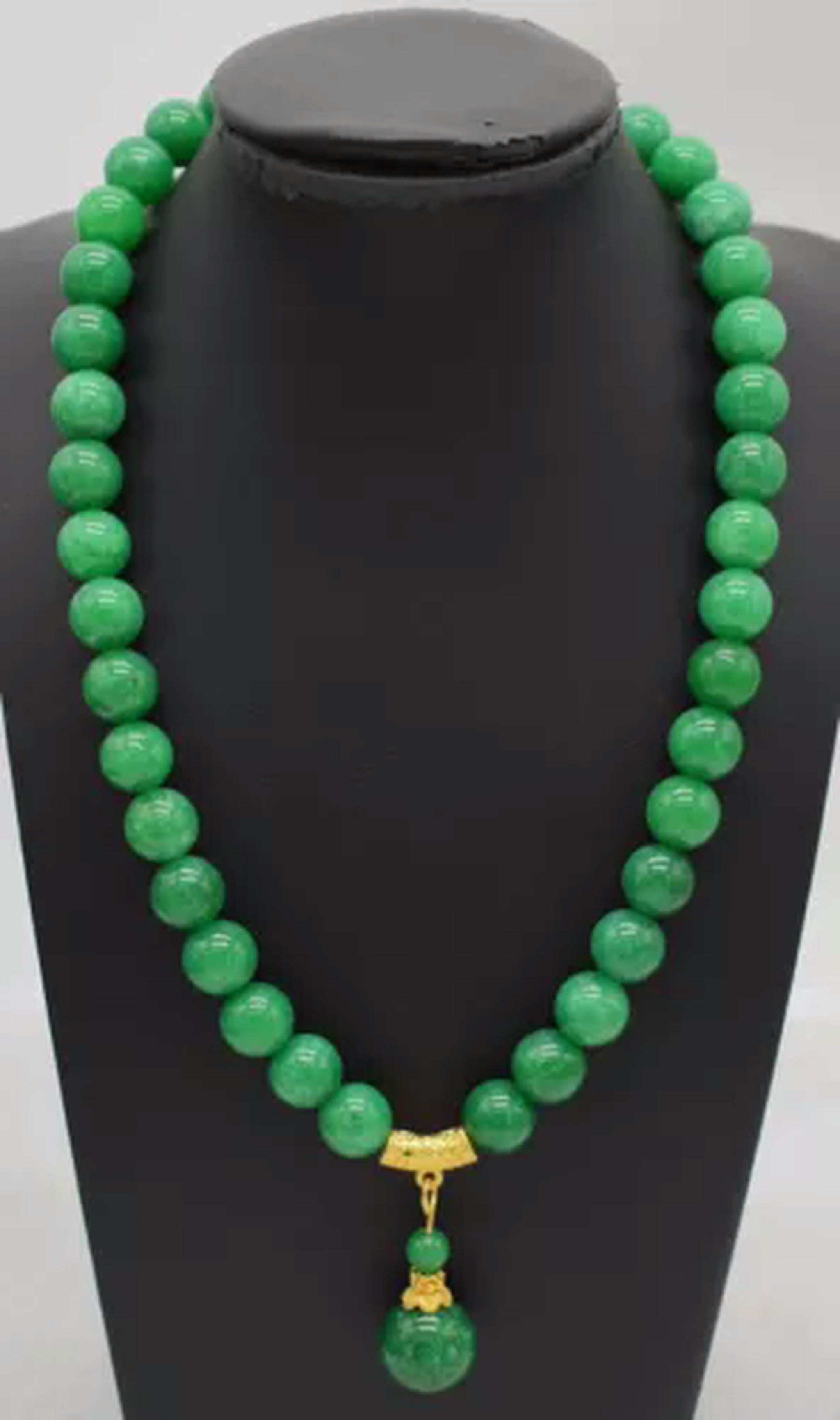 K-KED Natural 8/10/12mm Green Jade Round Gemstone Beads Pendant ...