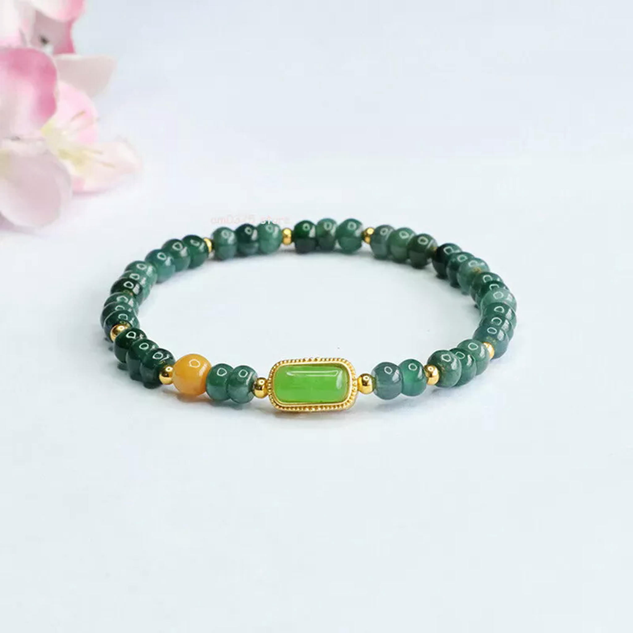 K-KED Natural A Grade Jadeite Beacelets Women's 5mm Blue Water Abacus ...