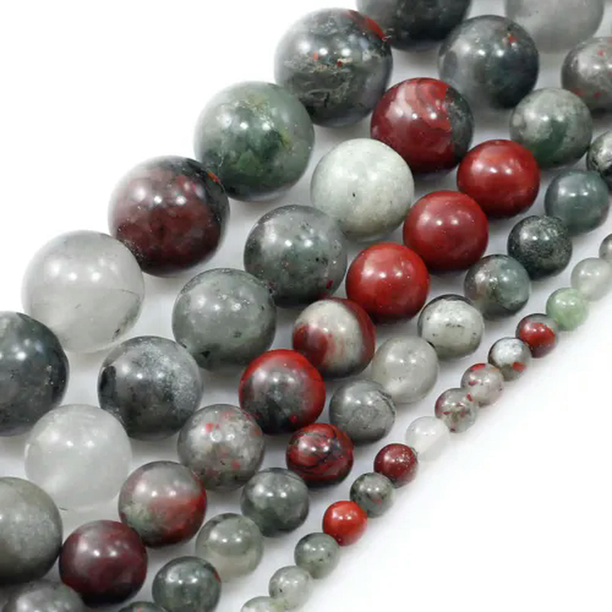 K-KED Natural African Bloodstone Gemstone Quartz Round Loose Bead 4 6 ...
