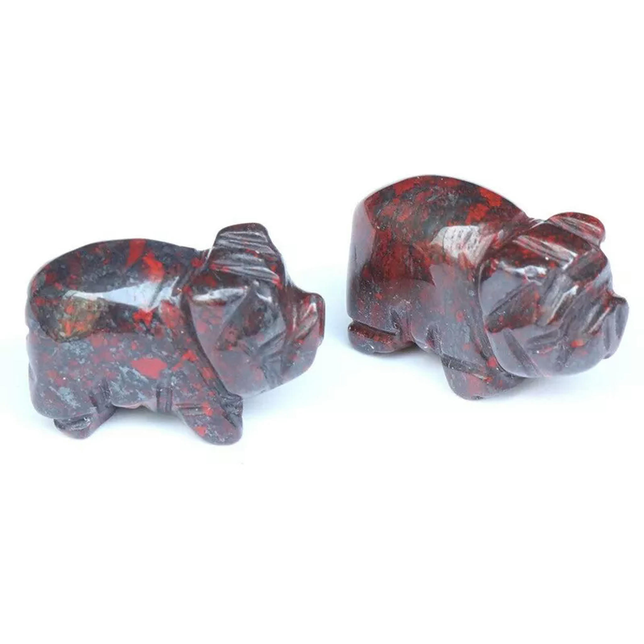 K-KED Natural African Bloodstone Quartz Crystal Pig Carved Mini Piggy ...