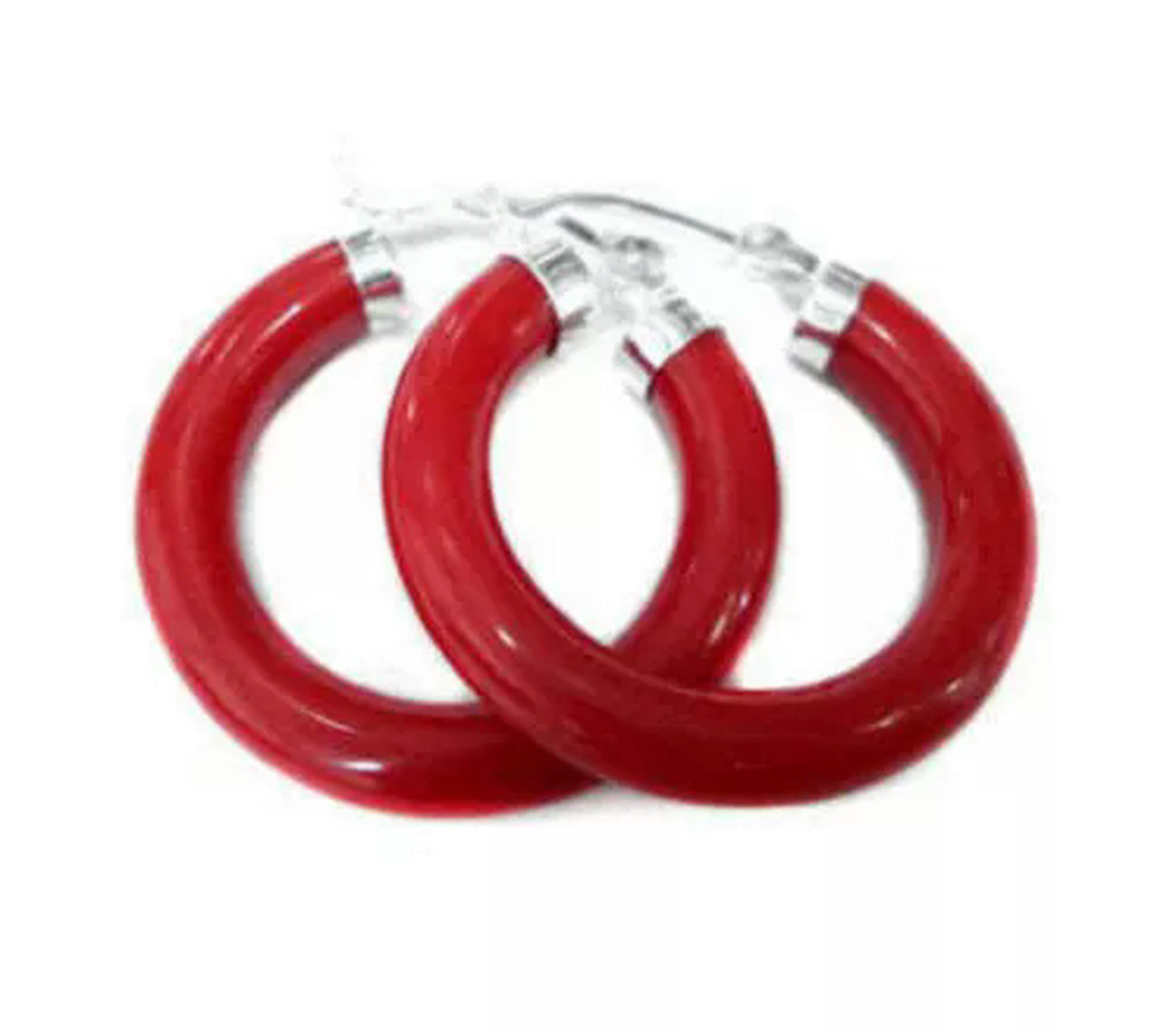 K-KED Natural Arrived Design Unusual Red Sea Coral Circle Silver Dangle ...