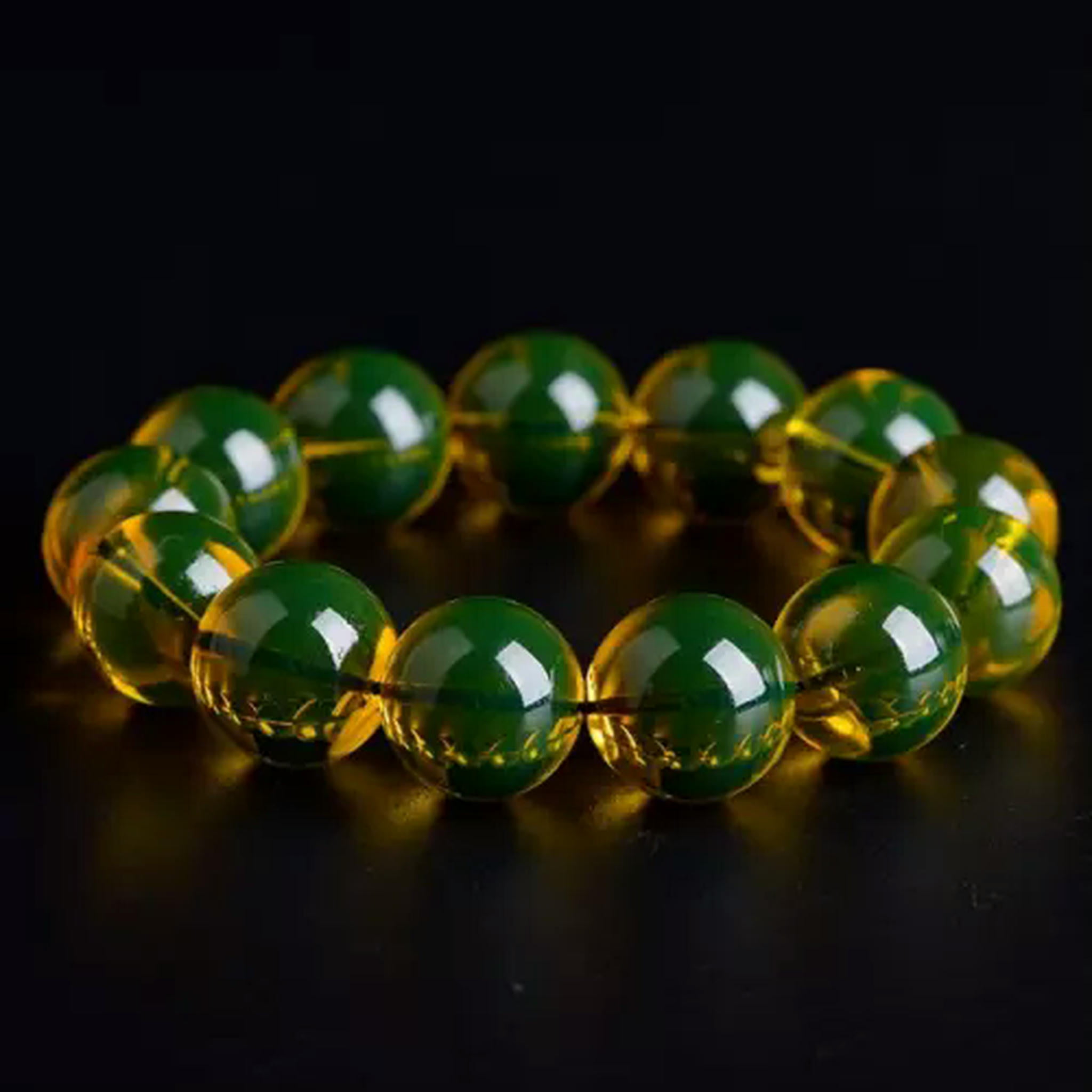 K-KED Natural Baltic Pure Amber Elastic Bracelet Women Men Honey Wax ...