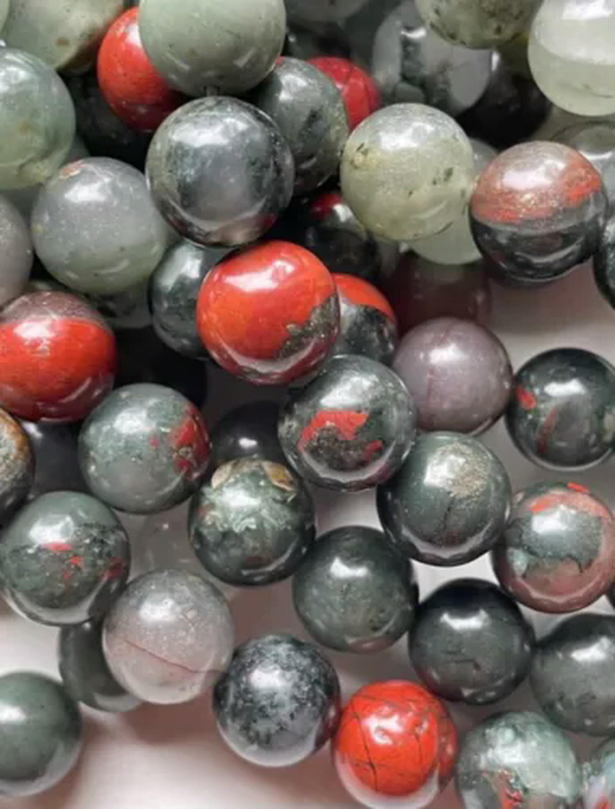 K-KED Natural Bloodstone Bead 4,6,8,10mm Natural Red Black Color ...