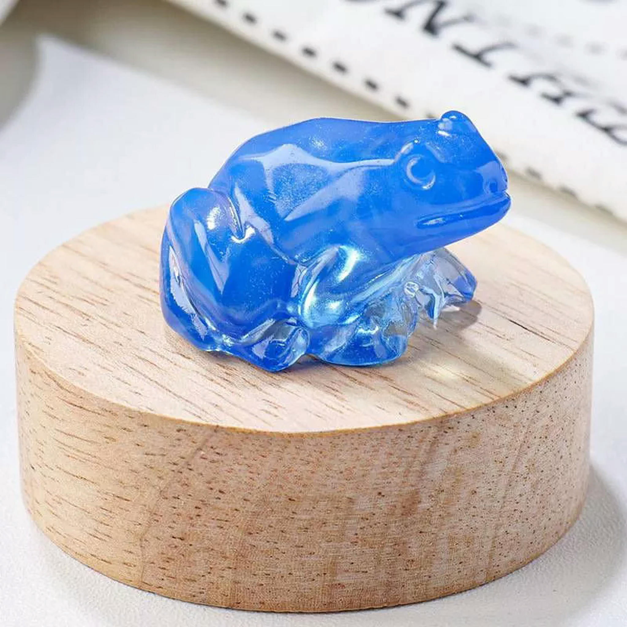 K-KED Natural Blue Opal Quartz Crystal Gemstone Lucky Frog Carved Mini ...