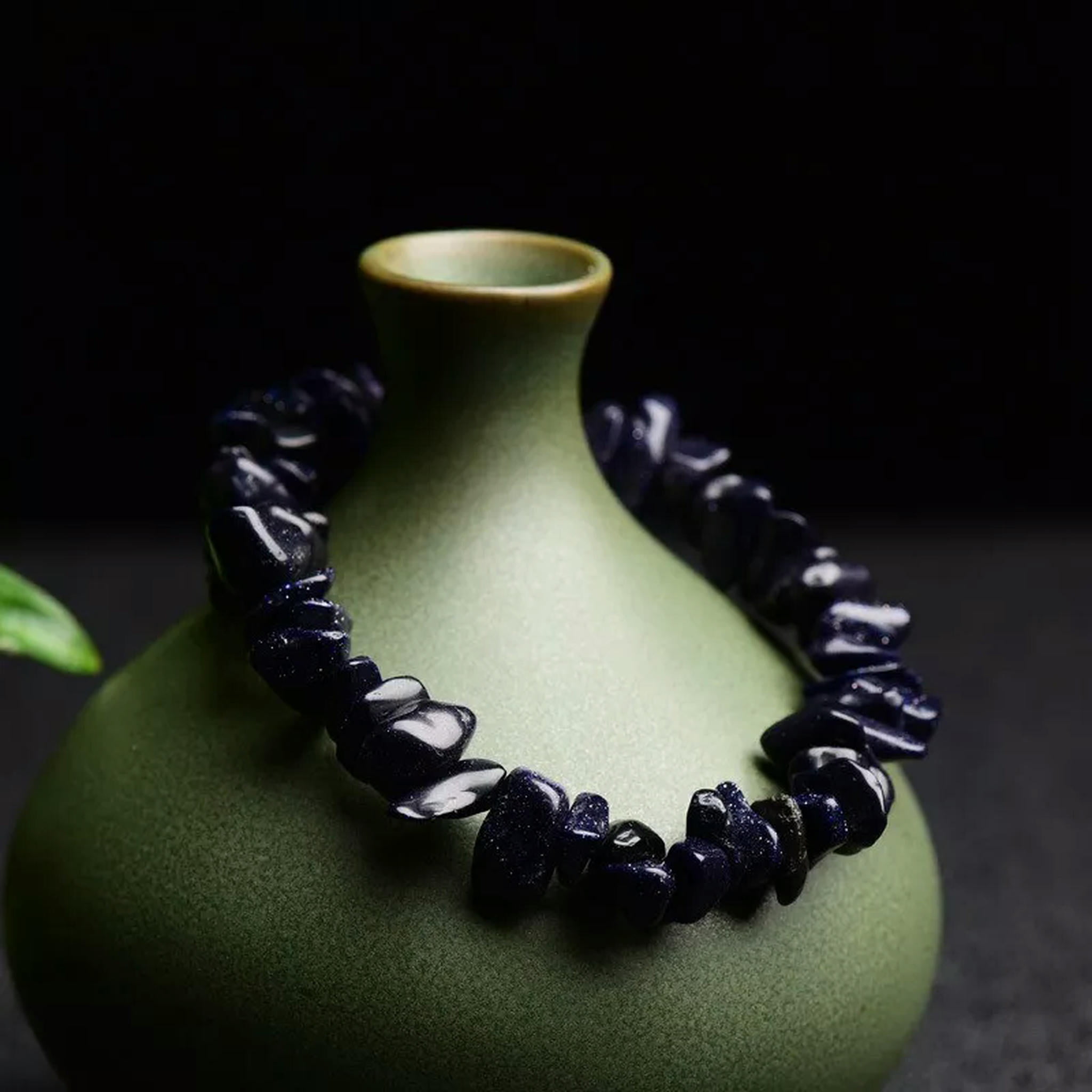 K-KED Natural Blue Sandstone Quartz Crystal Gravel Stretchy Strings ...