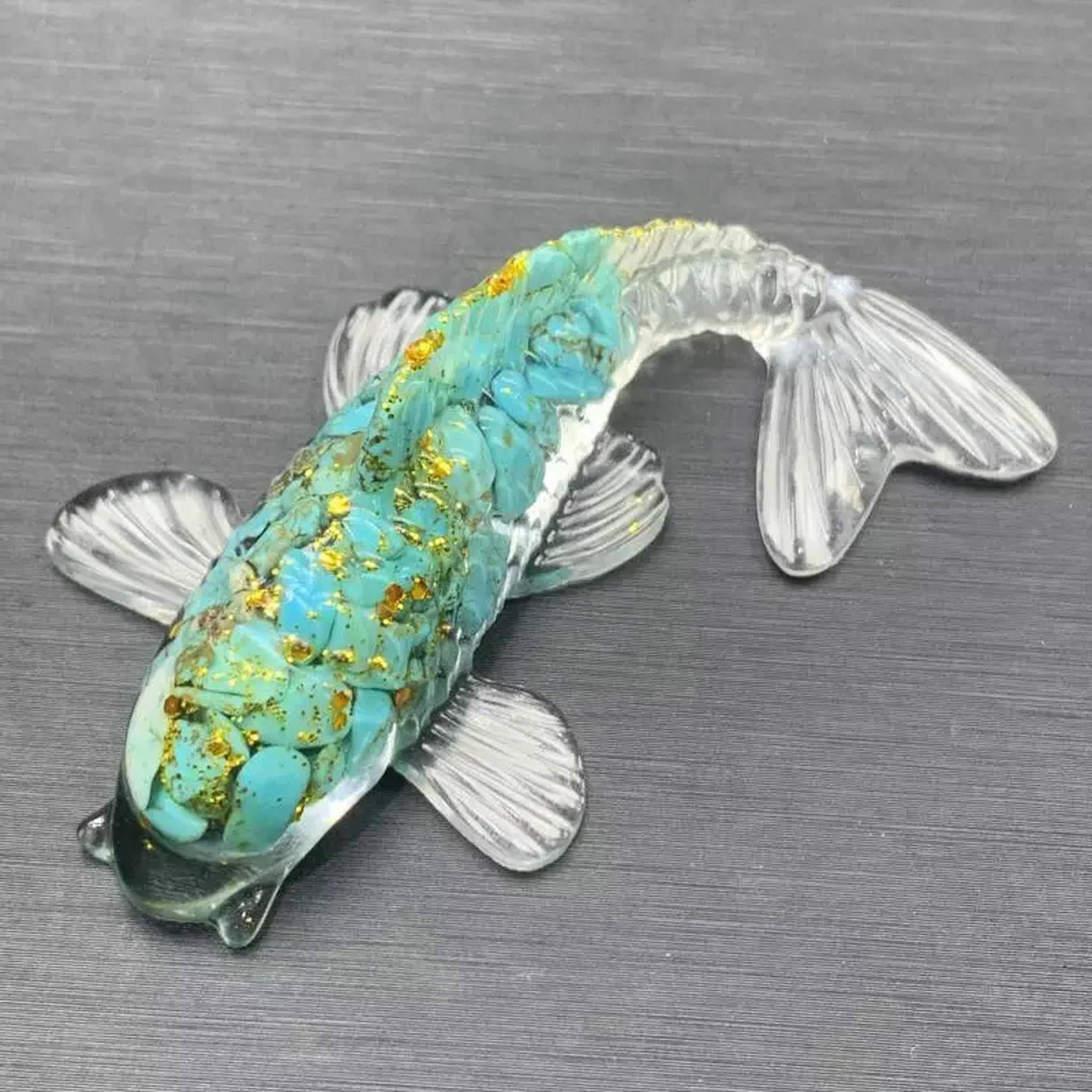 K-KED Natural Blue Turquoise Quartz Crystal Gravel Drop Glue Koi Mini ...