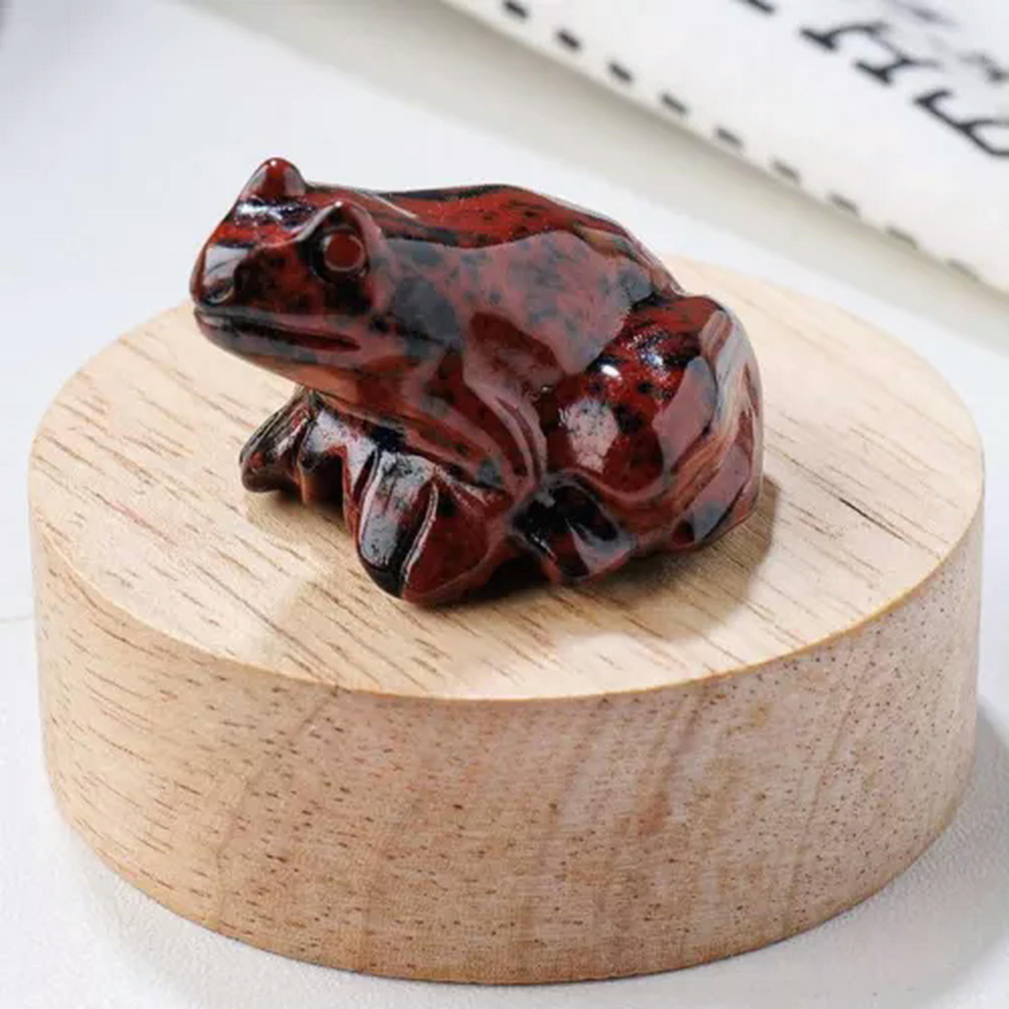 K-KED Natural Crystal Lucky Frog Carved Quartz Gem Stone Statue Healing ...