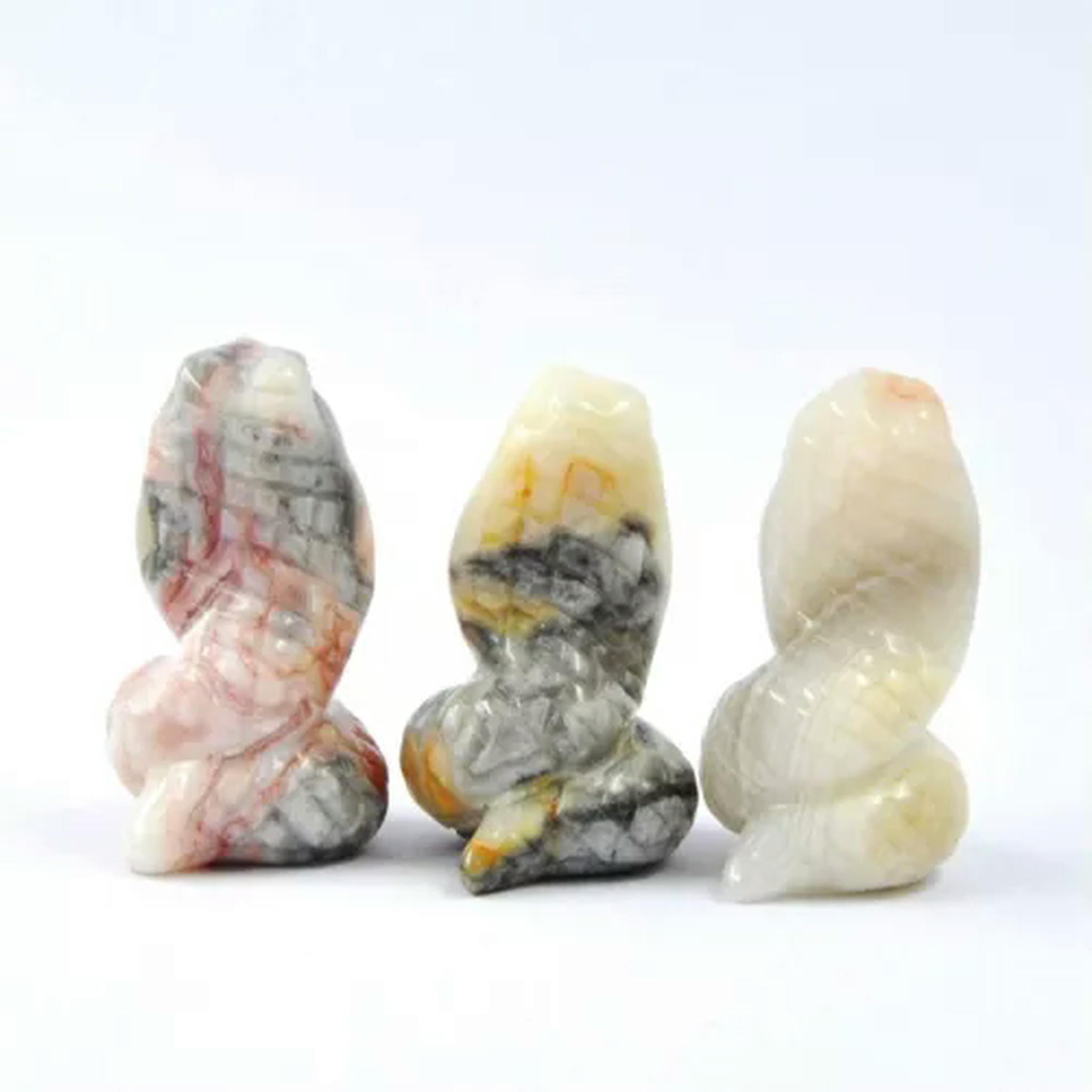 K-KED Natural Crystal Quartz Carved Snake Energy Reiki Serpent Stones ...