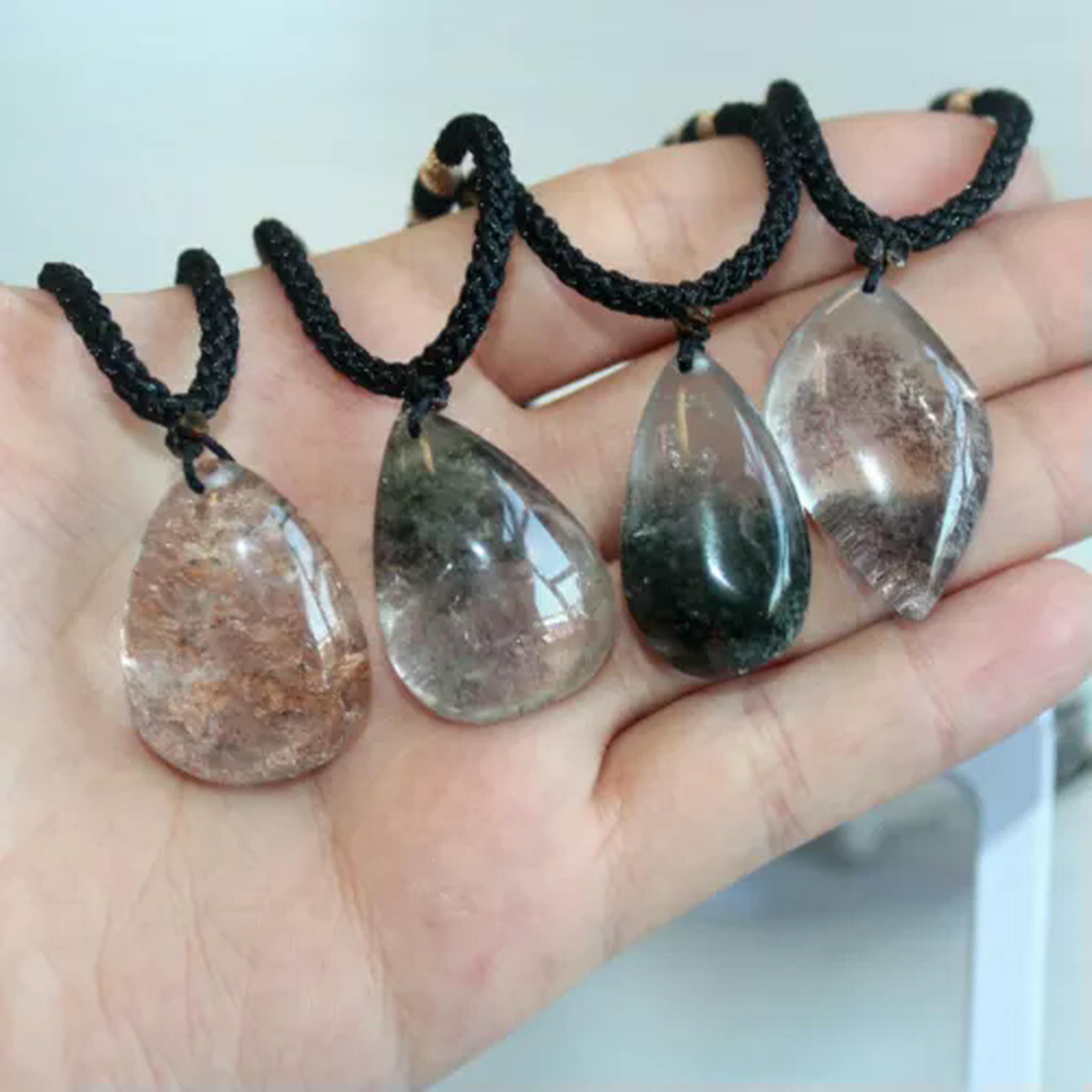 K-KED Natural Crystal Quartz Stone Pendulum Hexagonal Pendant Reiki ...