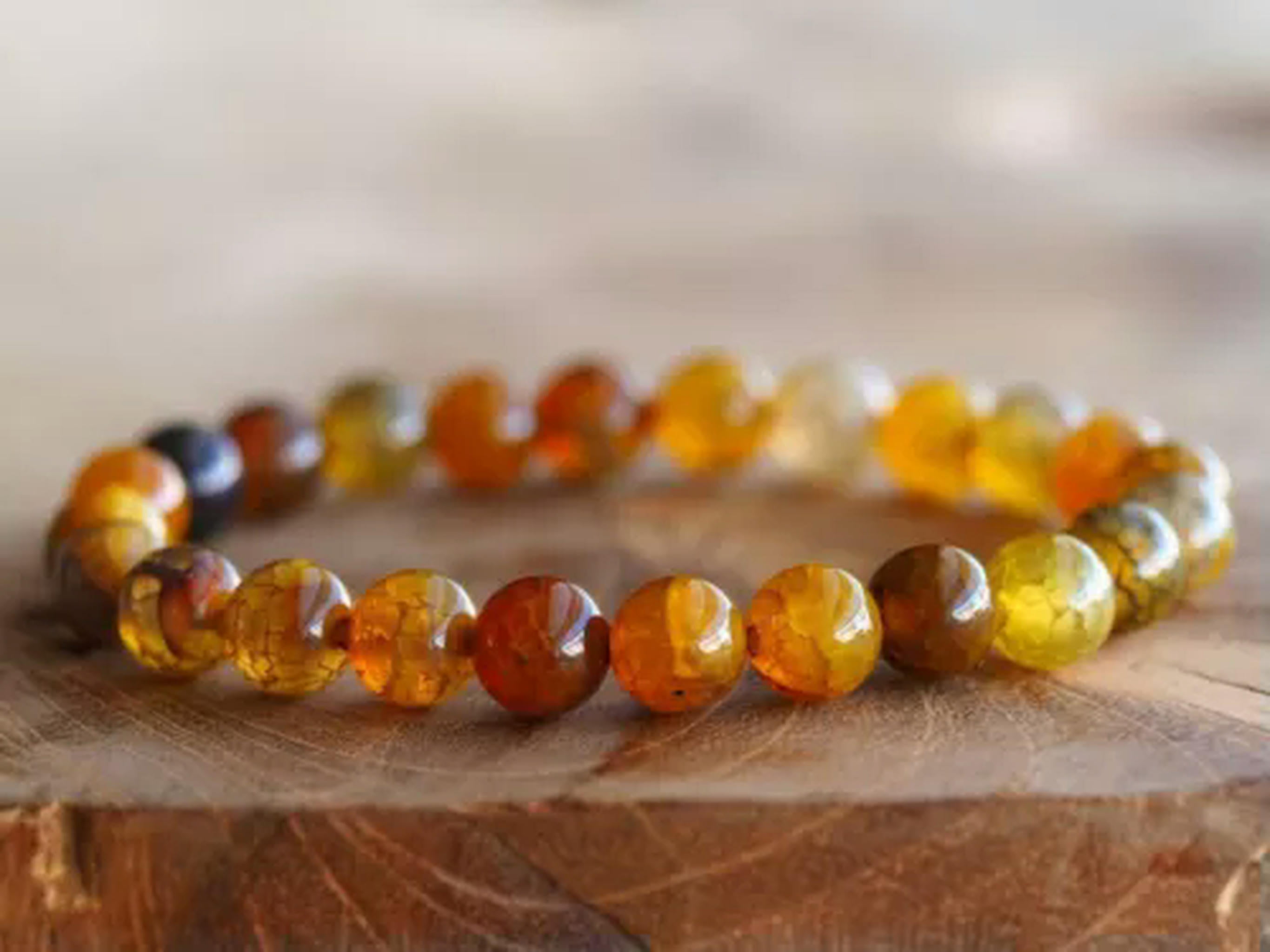 K-KED Natural Dragon Vein Agate Stone Bracelet 8mm Coffee Gemstone ...